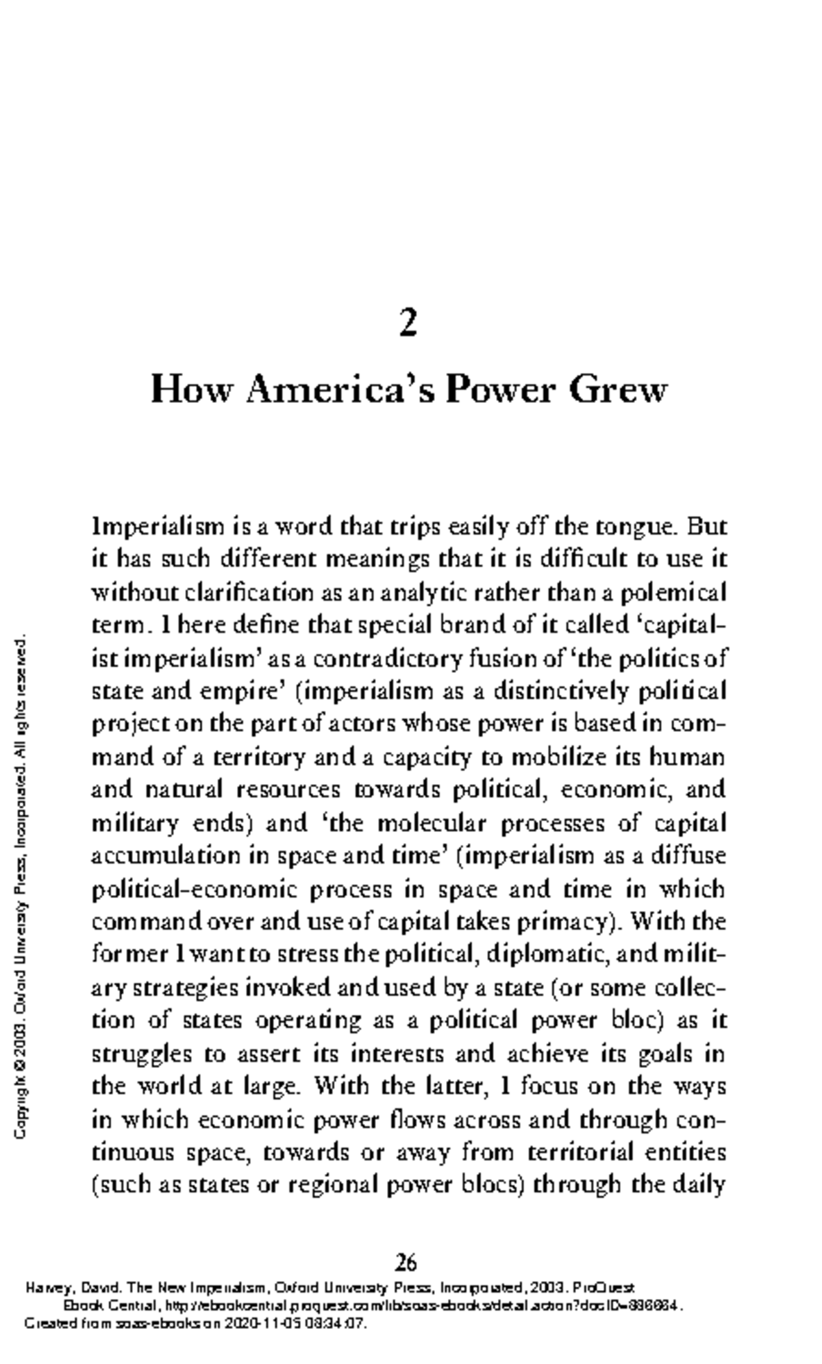 Harvey, David (2005 ) The new Imperialism (Chapter 2) - 2 How America’s ...