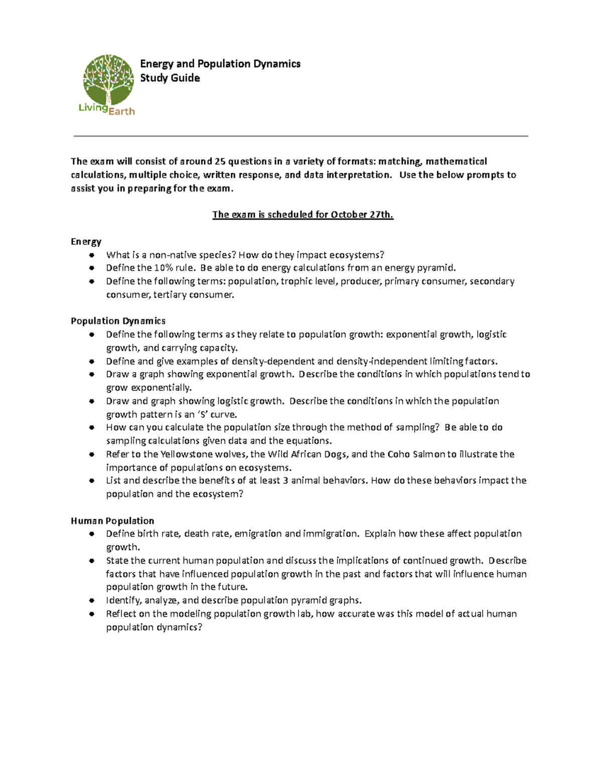 Energy and Pop Dynamics Study Guide 22 - Energy and Population Dynamics ...