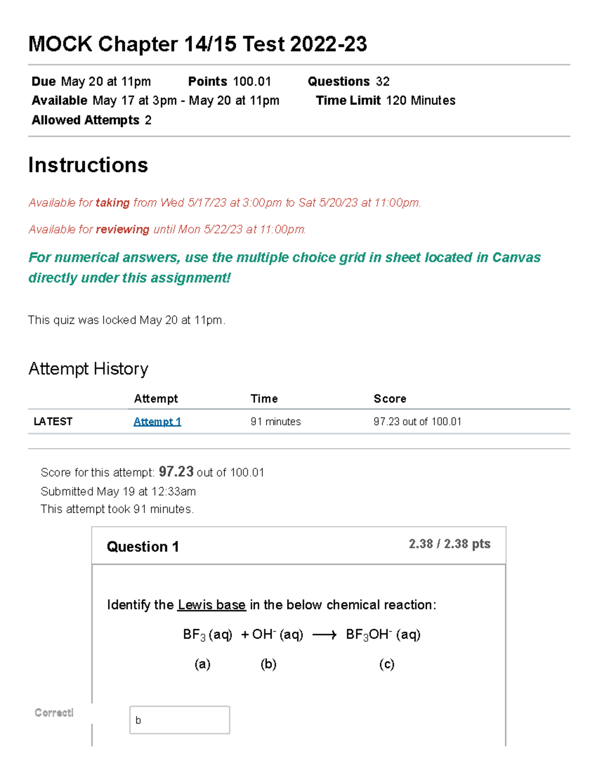 Mock C14-15 - mock - MOCK Chapter 14/15 Test 2022- Due May 20 at 11pm ...