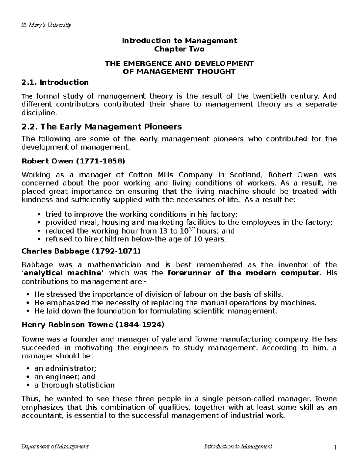 Chapter 2 - intro to management - Introduction to Management Chapter ...