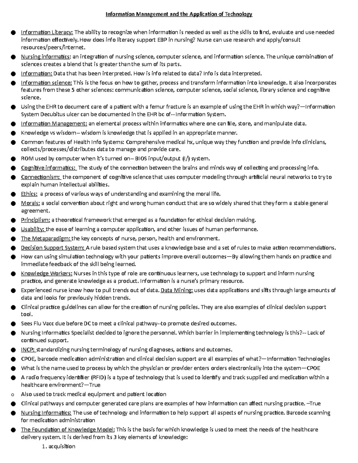 C468 Informatics Study Guide 1 - Information Management and the ...