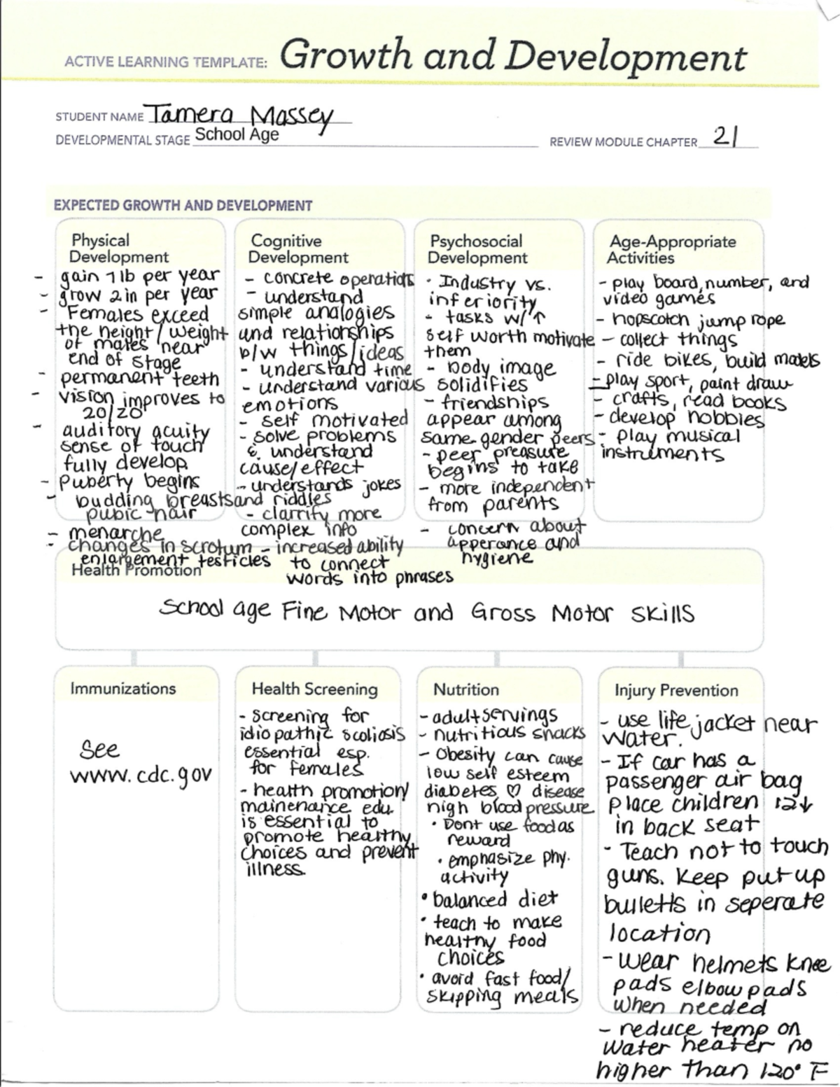 Growth & Development Templates - NU 134 - Studocu