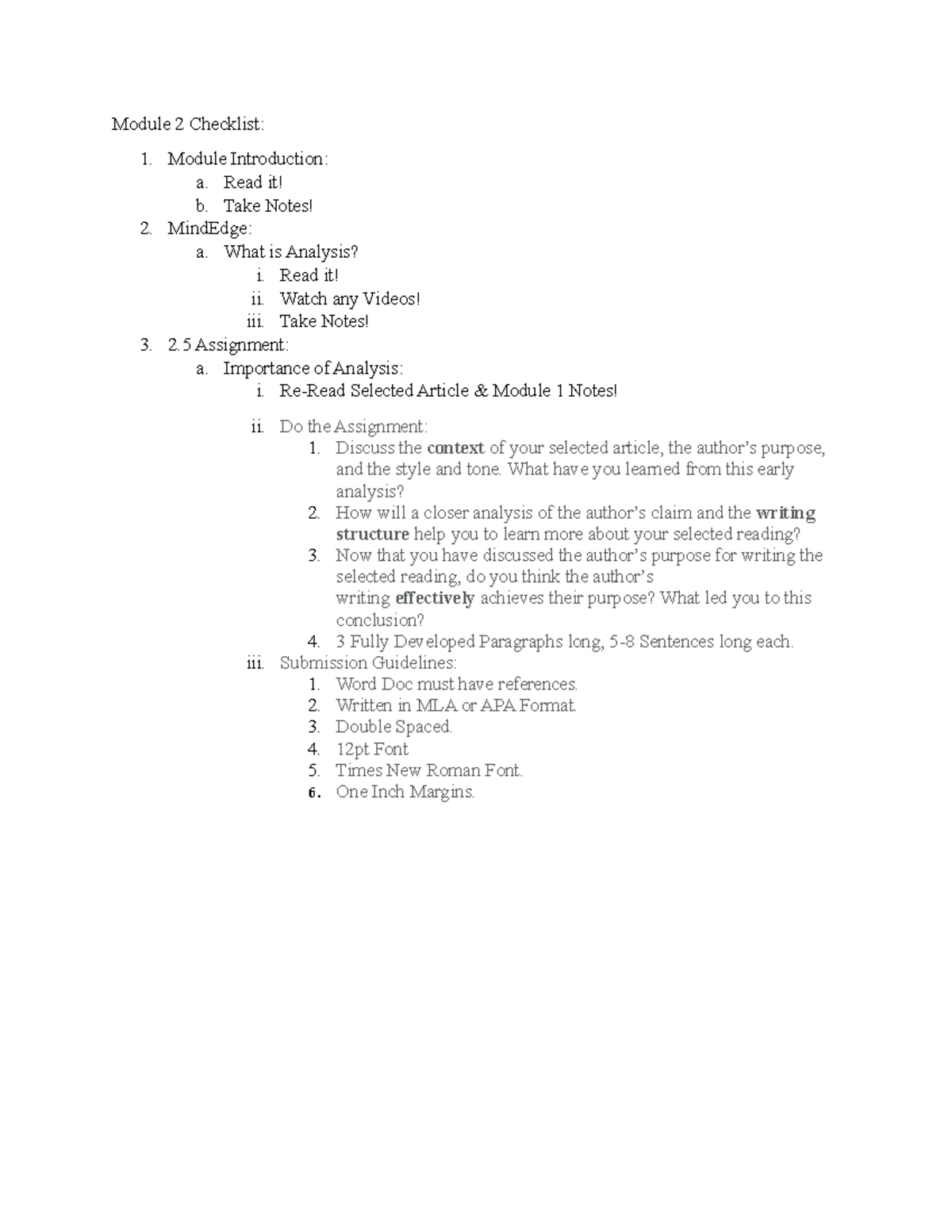 Module 2 Checklist - Professor Morrison - Module 2 Checklist: Module ...