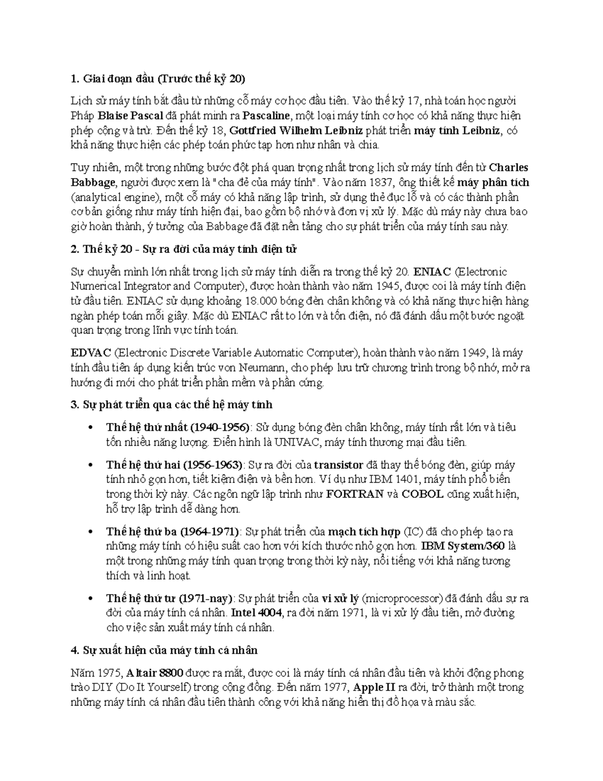 QTHĐSX - đgsg - Giai đoạn đầu (Trước thế kỷ 20) Lịch sử máy tính bắt ...
