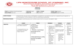 Curmap 5 1ST Quarter - ] CURRICULUM MAP S. 2024- SUBJECT: ESP 5 GRADE LEVEL: 5 TEACHER: RICCA ...