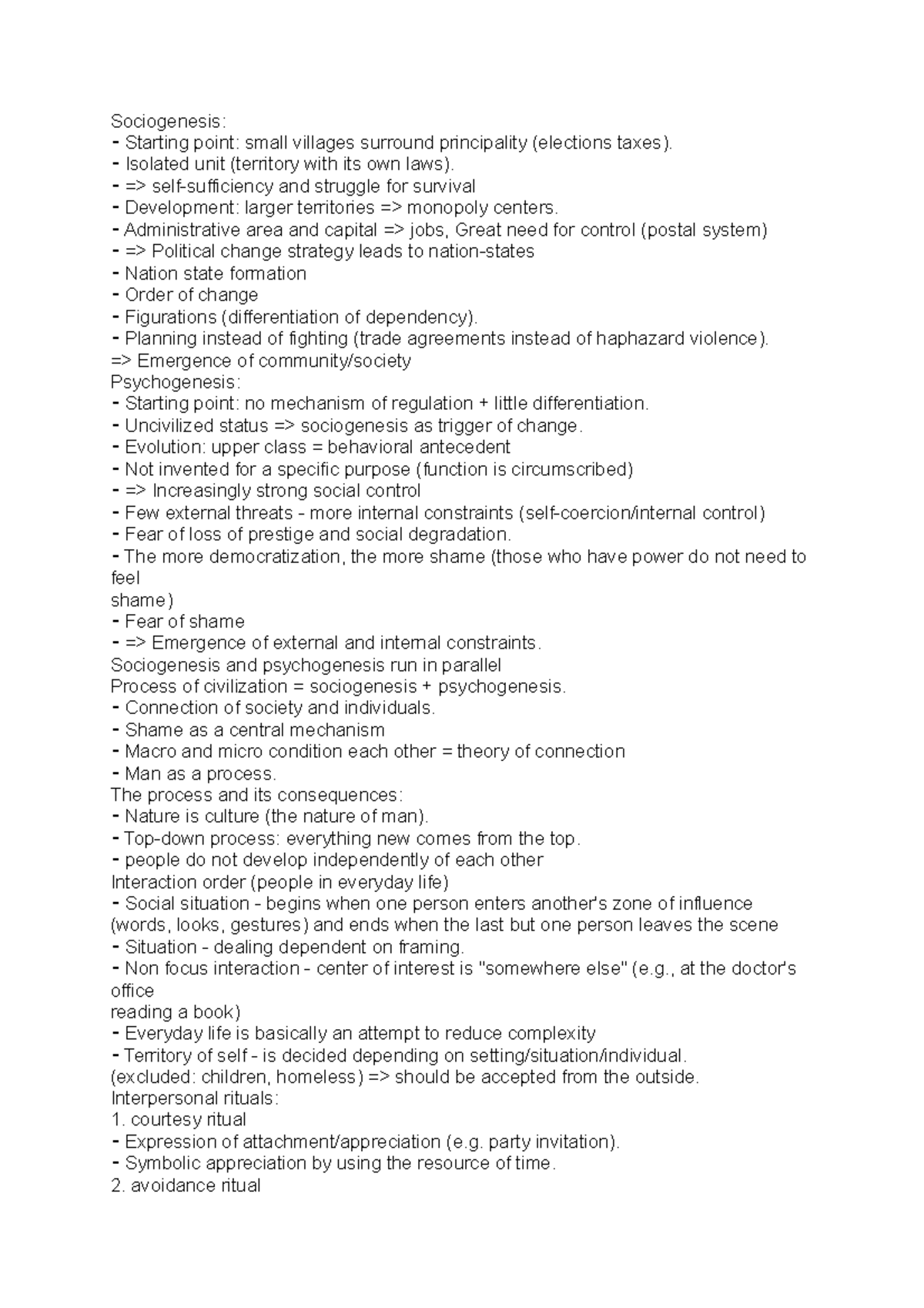 Sociogenesis - Sociology - Sociogenesis: ⁃ Starting point: small ...