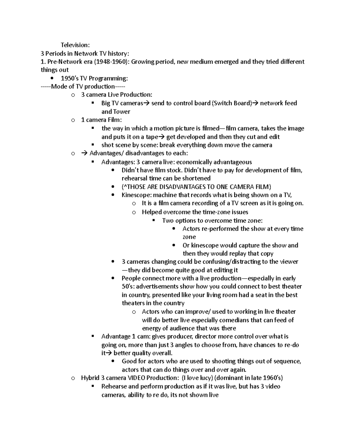 MAC143 Exam 3 - Becker Notes - Television: 3 Periods in Network TV ...