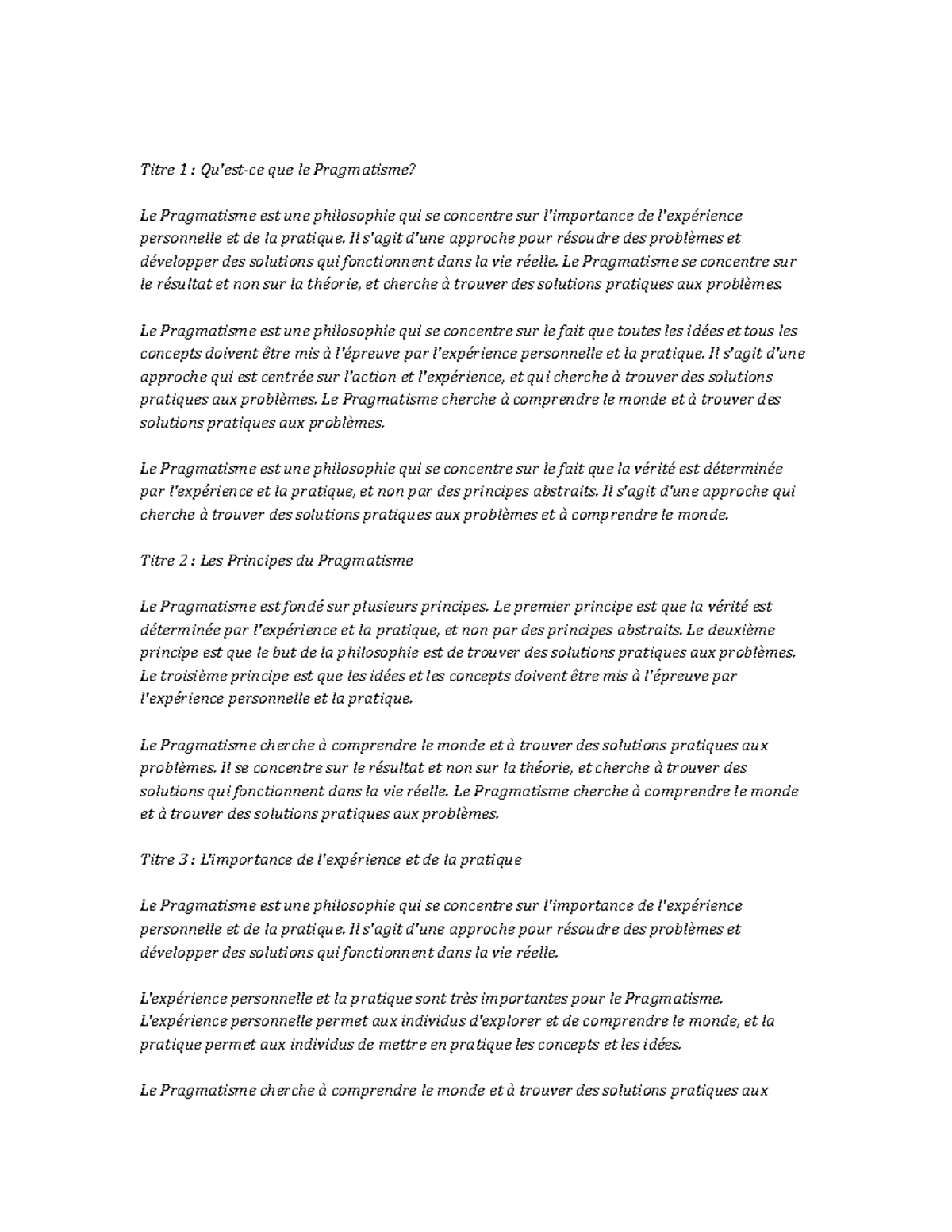 Pragmatism Study Notes - Titre 1 : Qu'est-ce que le Pragmatisme? Le ...