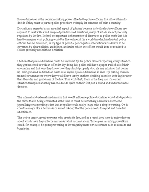 [Solved] Discretion while being a police officer - Introduction To ...