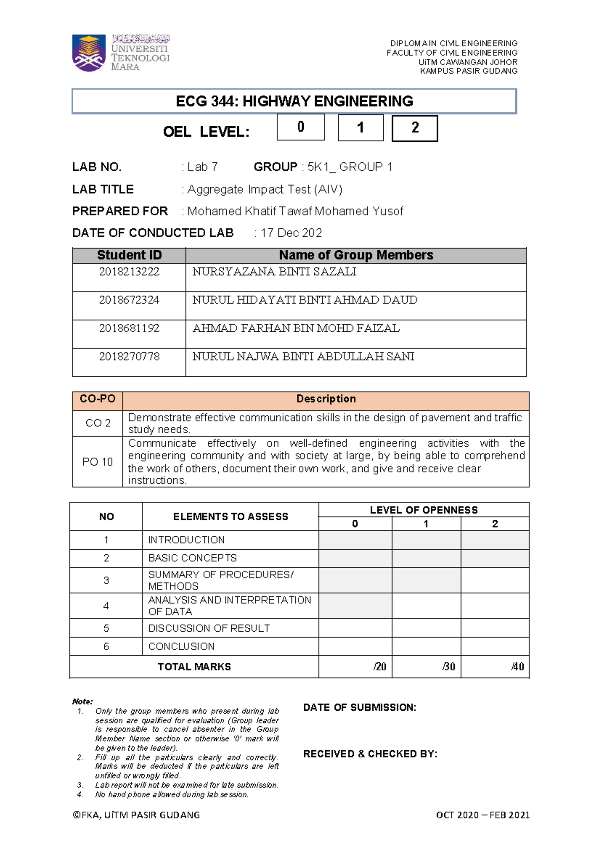 Aggregate Impact Test AIV ECG 344 HIGHWAY ENGINEERING DIPLOMA IN CIVIL ENGINEERING FACULTY aggregate-impact-test-aiv-ecg-344-highway-engineering-diploma-in-civil-engineering-faculty
