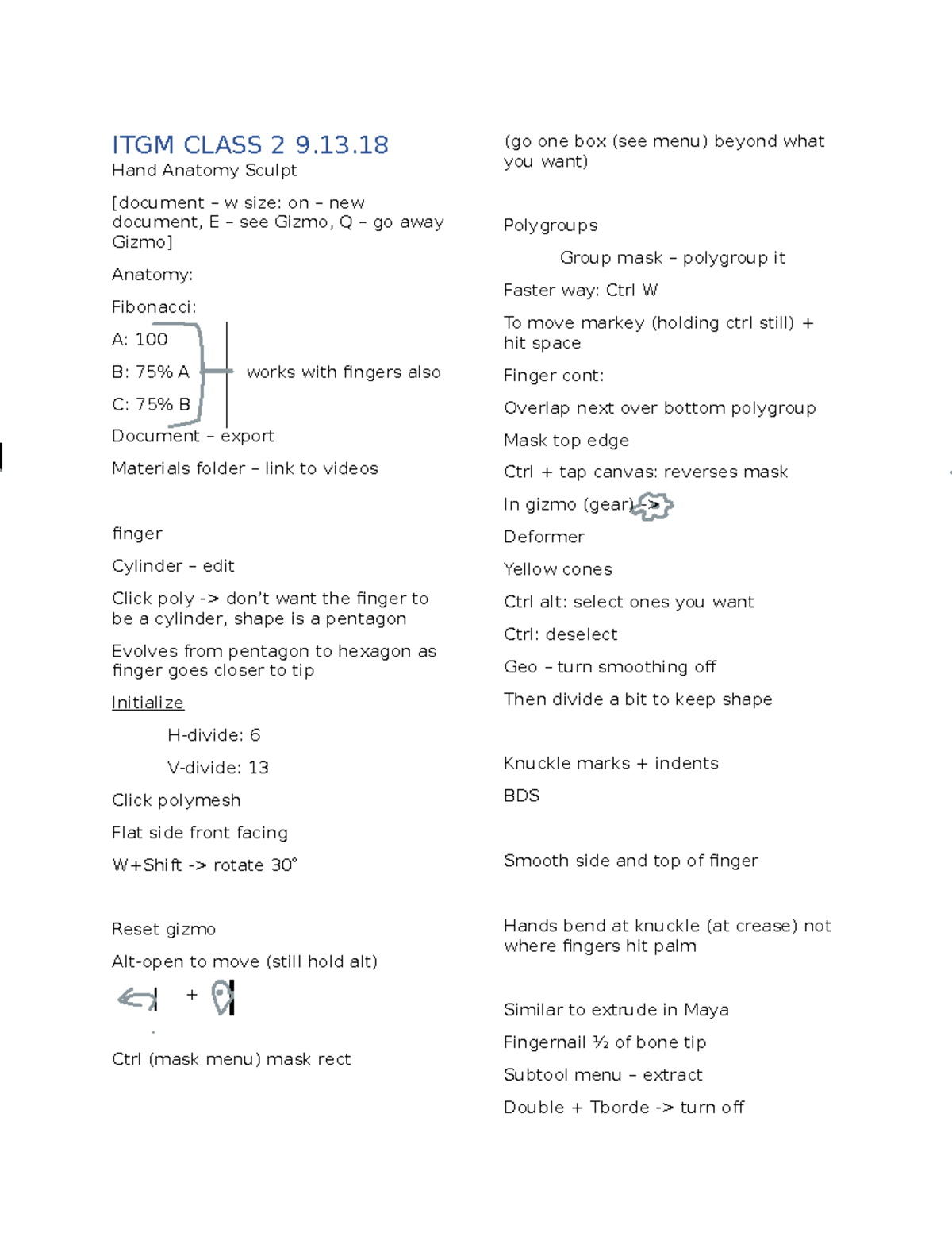ITGM Class 2 Prof. Parrish - ITGM CLASS 2 9.13 Hand Anatomy Sculpt w ...
