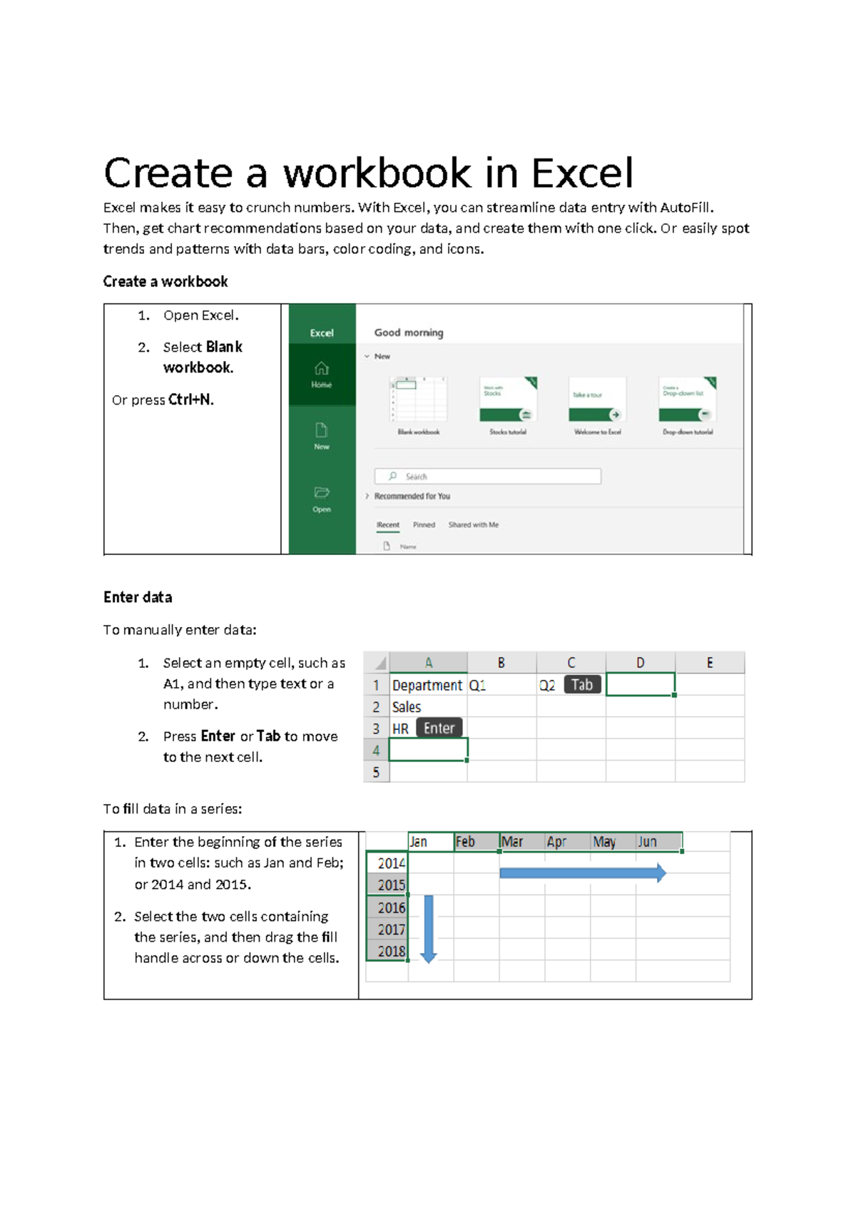 Create a workbook in Excel - Create a workbook in Excel Excel makes it ...