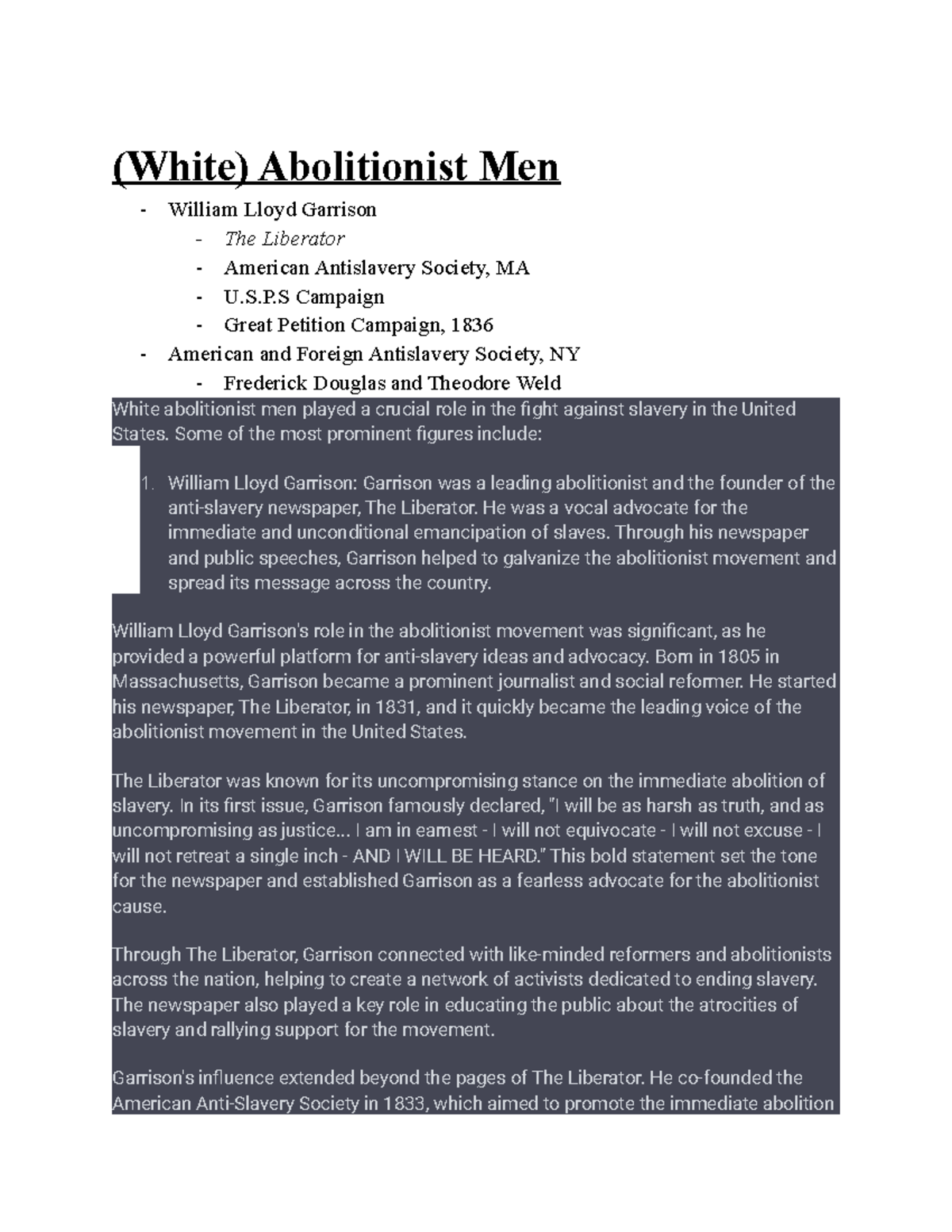 (White) Abolitionist Men and how it influences the US and the world ...