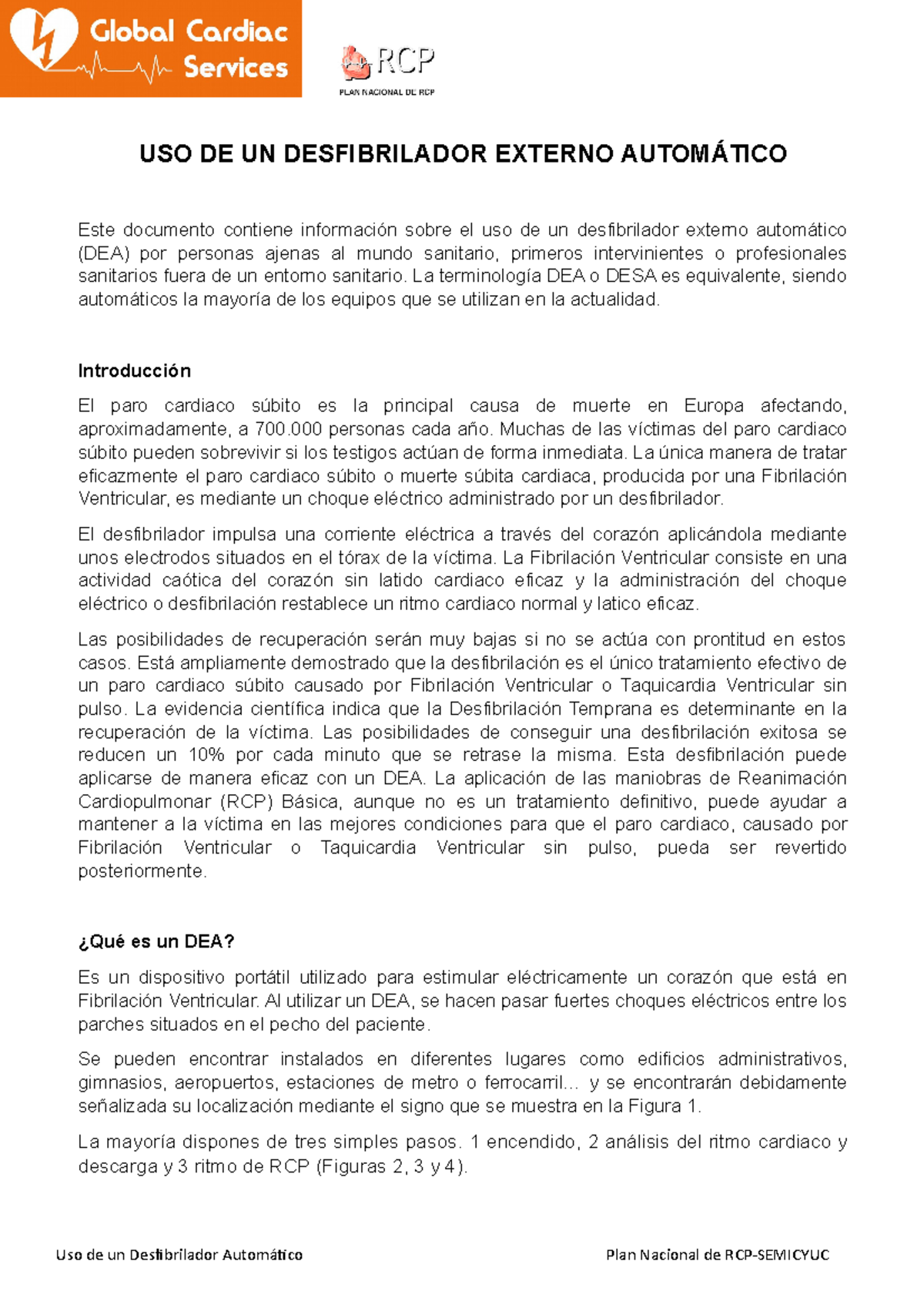 Manual DEA - USO DEL DESFRIBRILADOR DEA Y DESA - USO DE UN ...