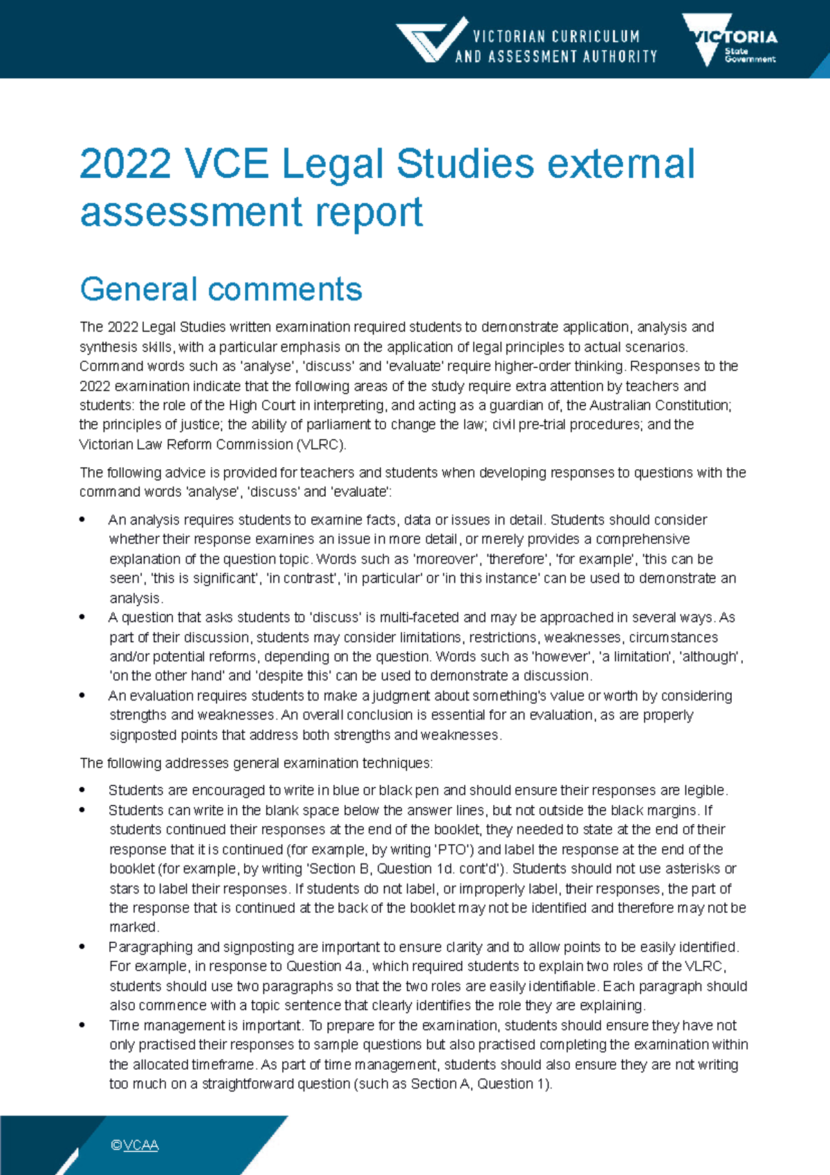 2022legalstudies-report - 2022 VCE Legal Studies external assessment ...