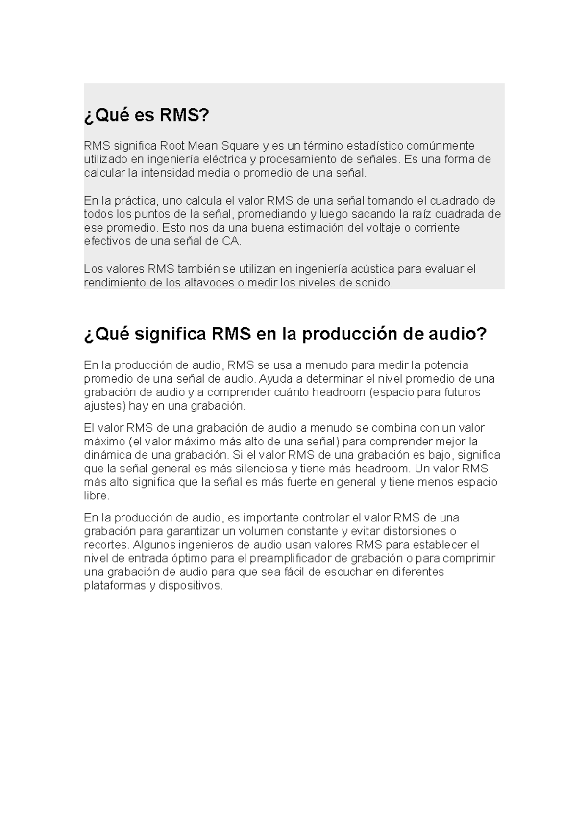 Rms - ¿Qué es RMS? RMS significa Root Mean Square y es un término ...