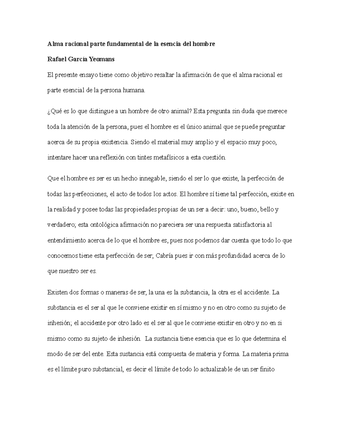 8.- Alma racional parte fundamental de la esencia del hombre (Ensayo ...