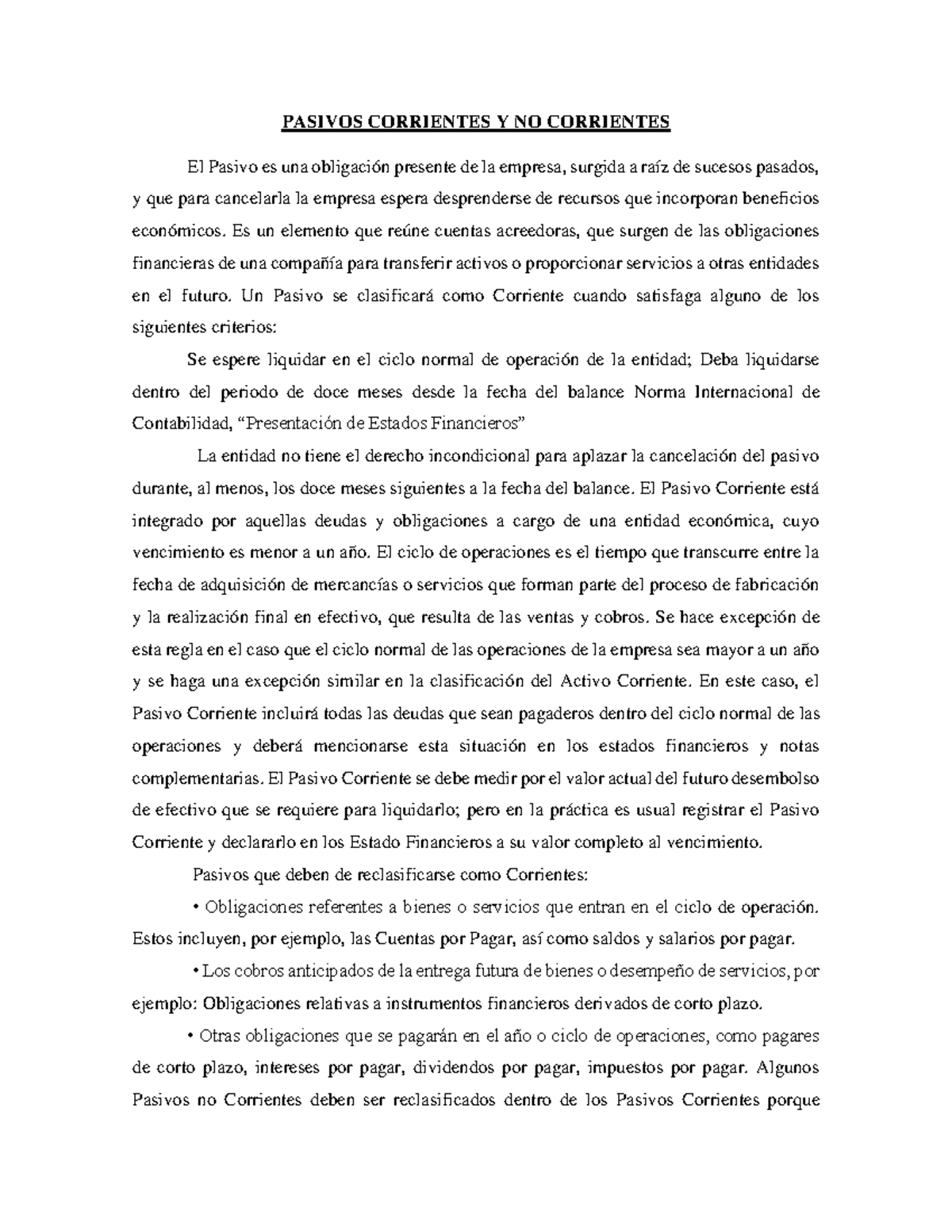 Pasivos Corrientes Y NO Corrientes - PASIVOS CORRIENTES Y NO CORRIENTES ...