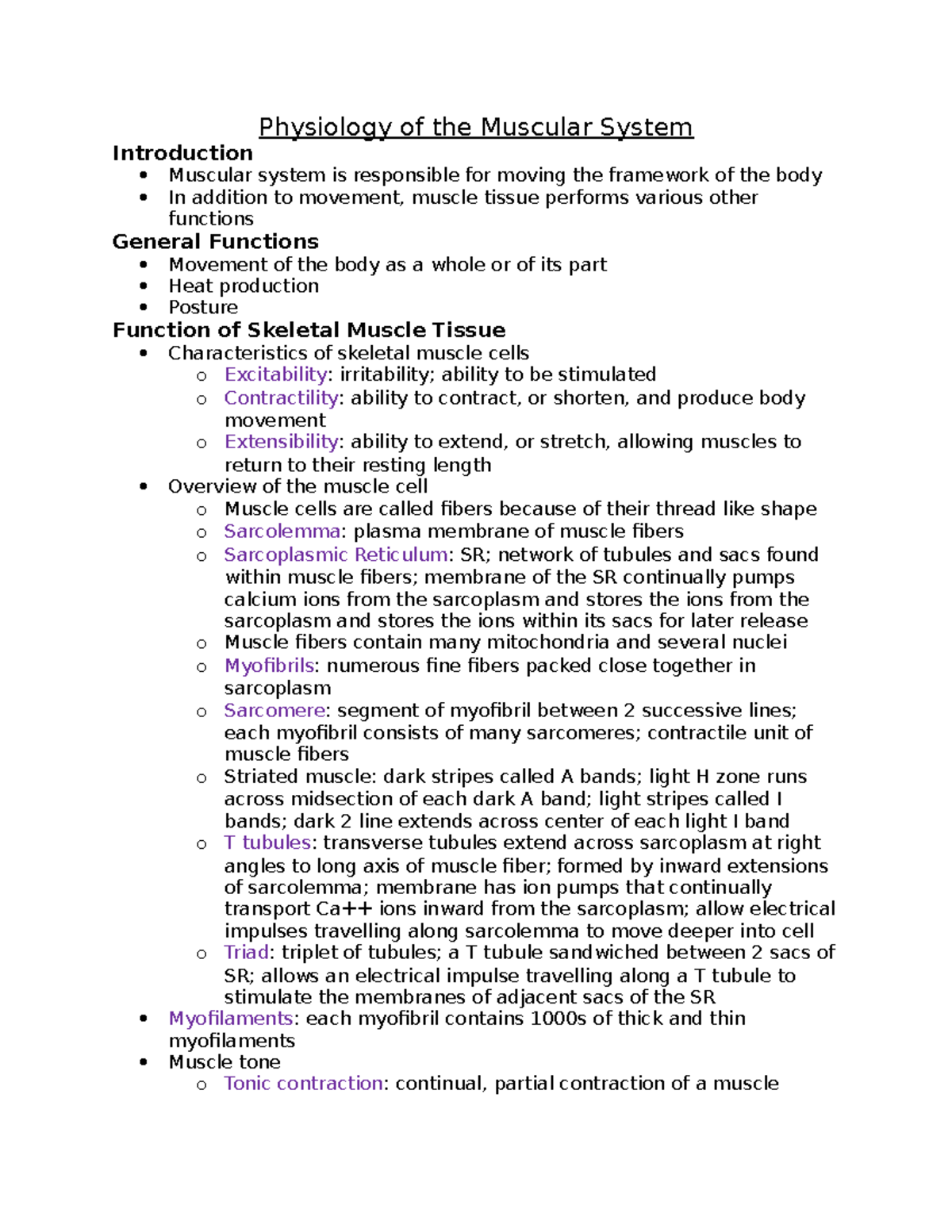 Physiology of the Muscular System - Physiology of the Muscular System ...