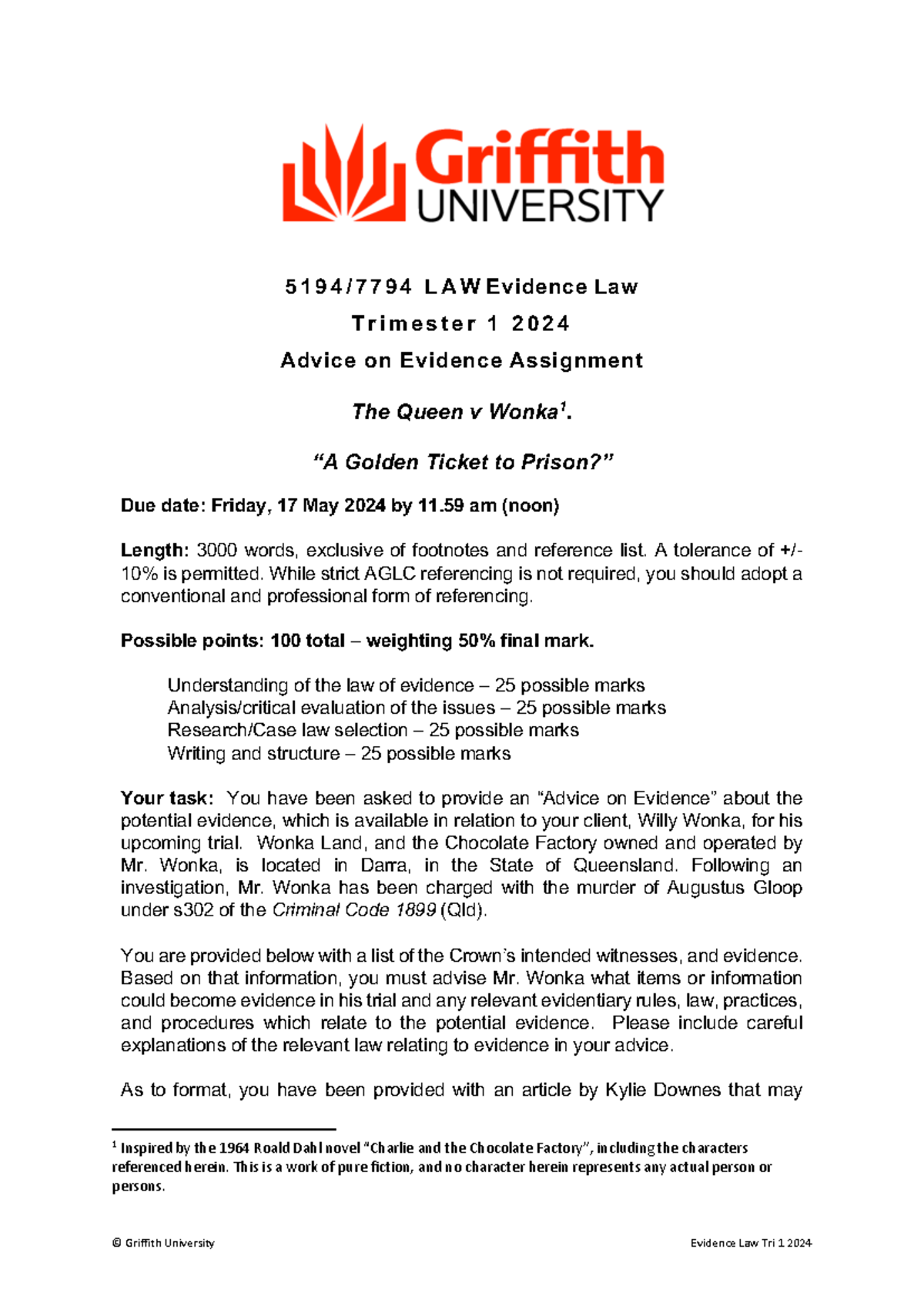 Tri 1 2024 Advice on Evidence assignment-1 - 5 1 9 4 / 7 7 9 4 L A W ...