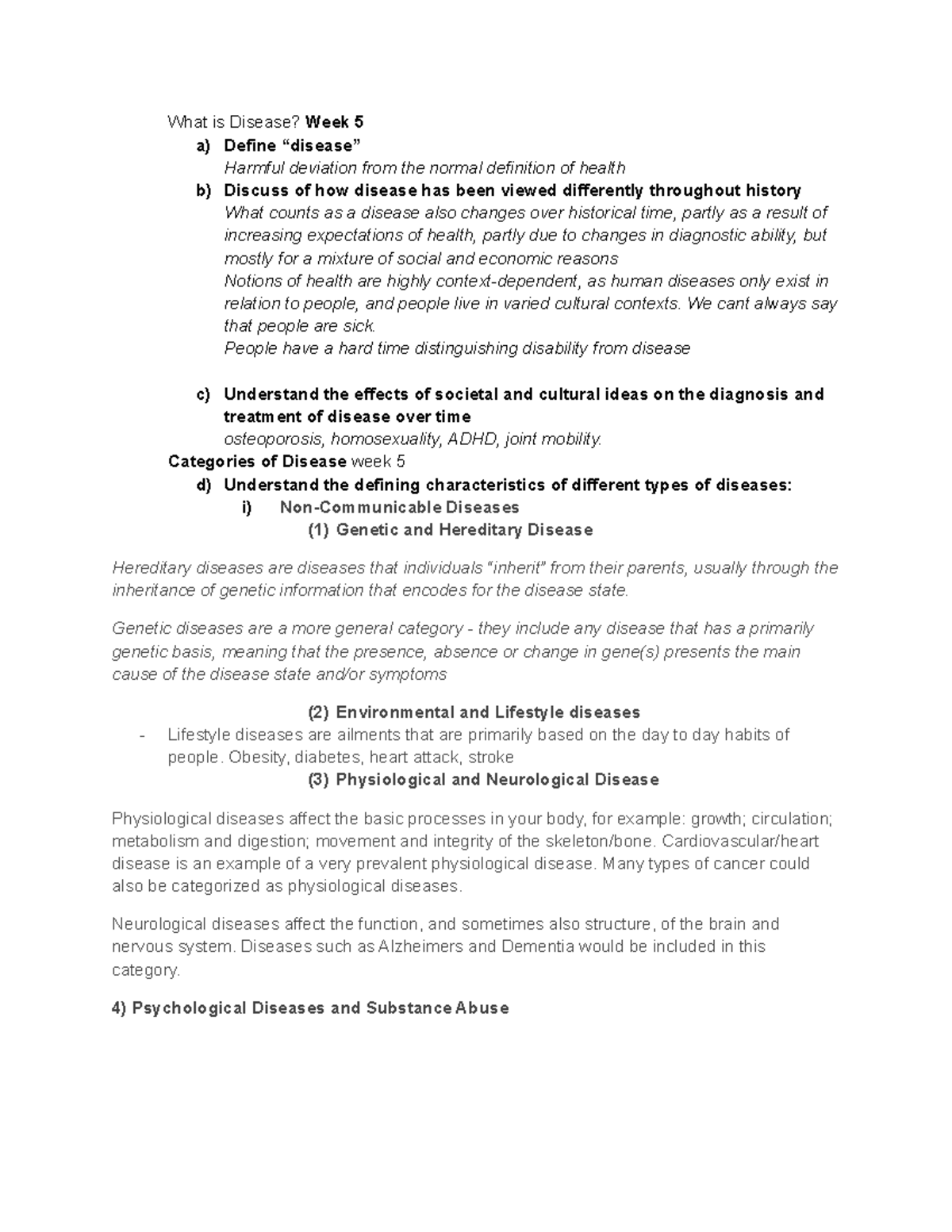 Bio Study Guide Outline Disease F21 - What is Disease? Week 5 a) Define ...
