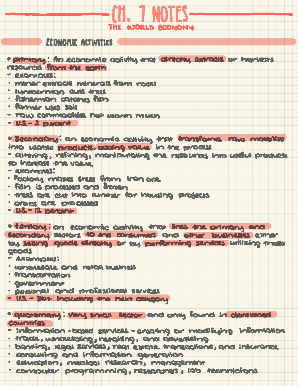 Geography Ch. 7 Notes - Clt . 7 NOTES THE WORLD ECONOMY ECONOMIC ...