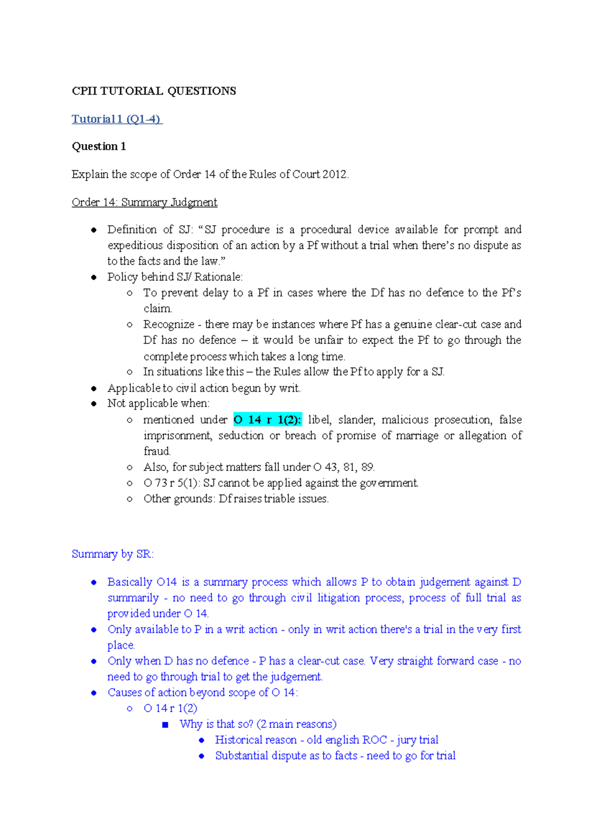 CPII Tutorial Question 1 to 4 - CPII TUTORIAL QUESTIONS Tutorial 1 (Q1-4) Question 1 Explain the ...