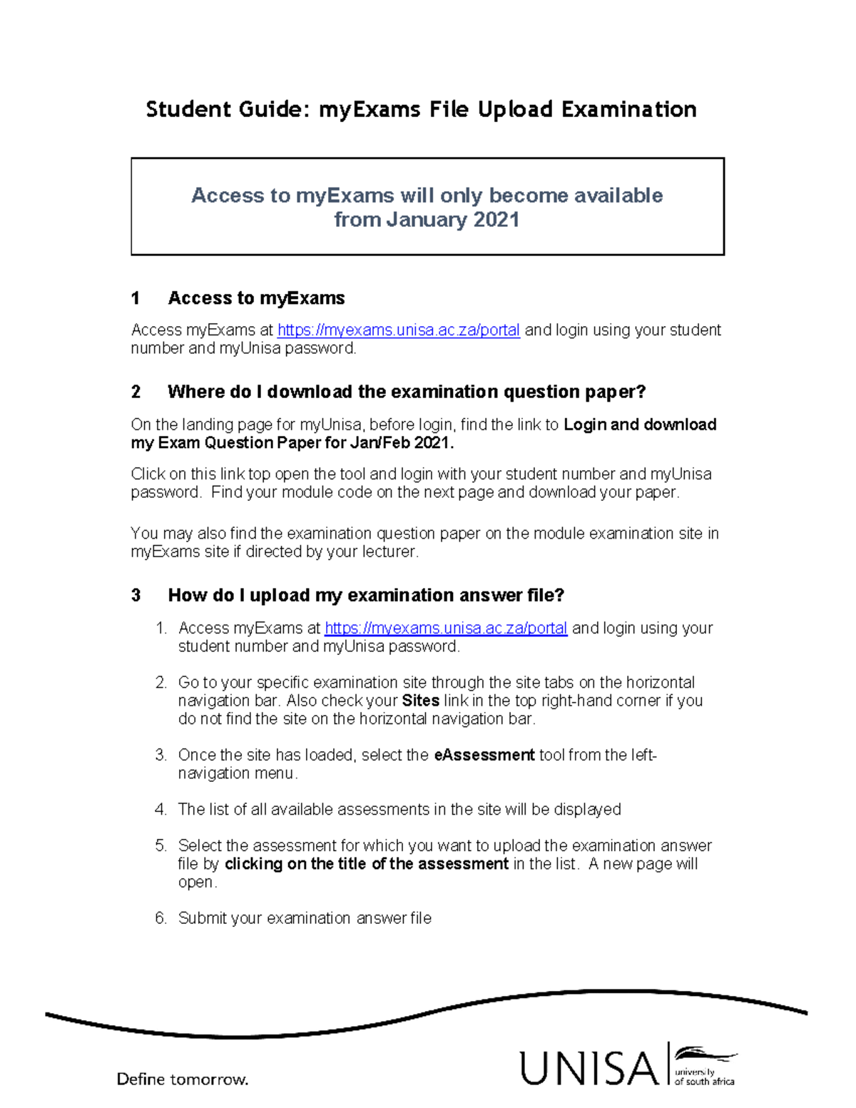 2021 Exams JAN FEB - ONLINE EXAM GUIDELINES - Student Guide: myExams ...