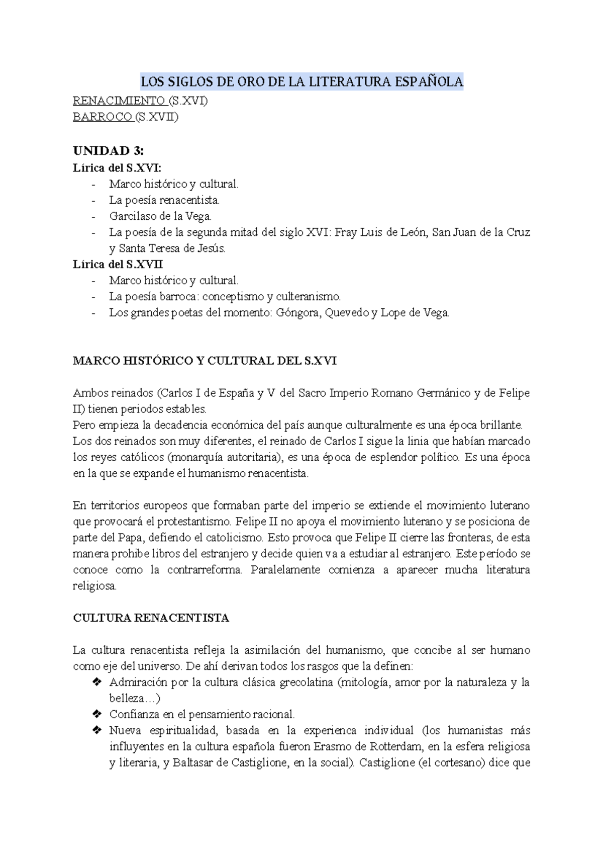 Los siglos de oro de la literatura española - LOS SIGLOS DE ORO DE LA ...