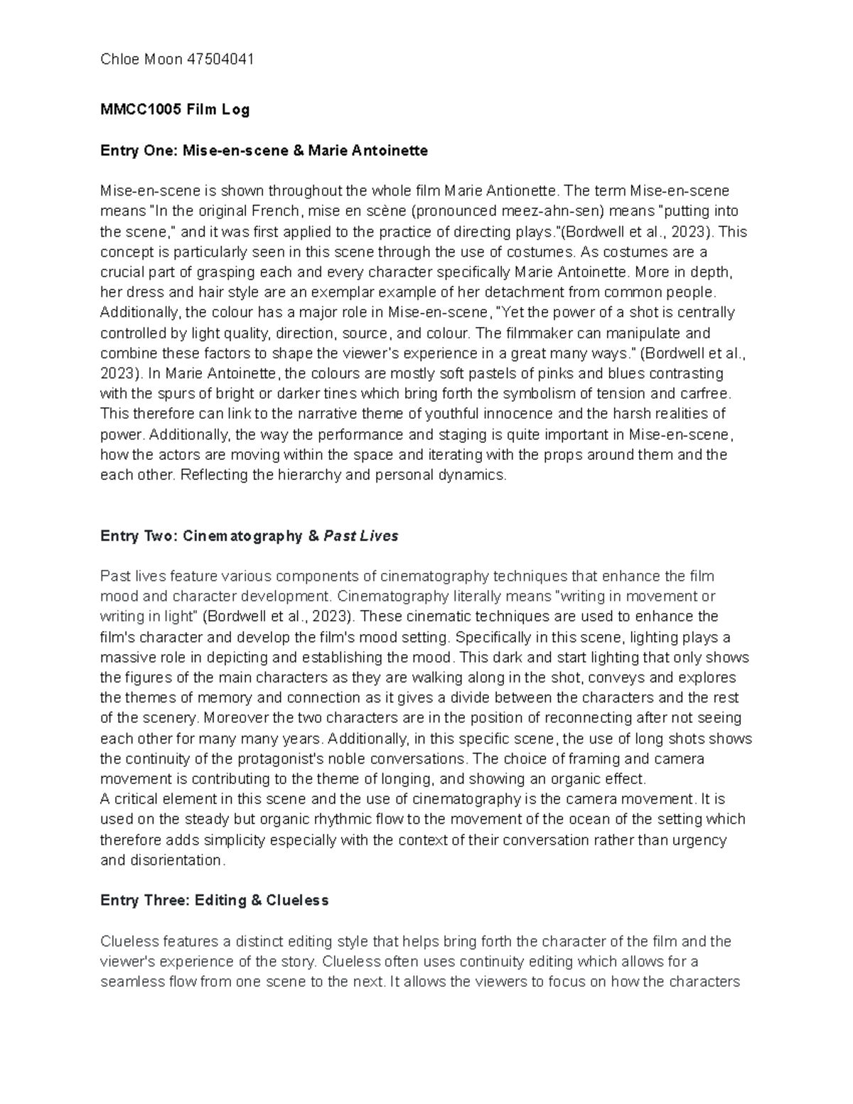 MMCC1005 Film Log - film log - Chloe Moon 47504041 MMCC1005 Film Log ...