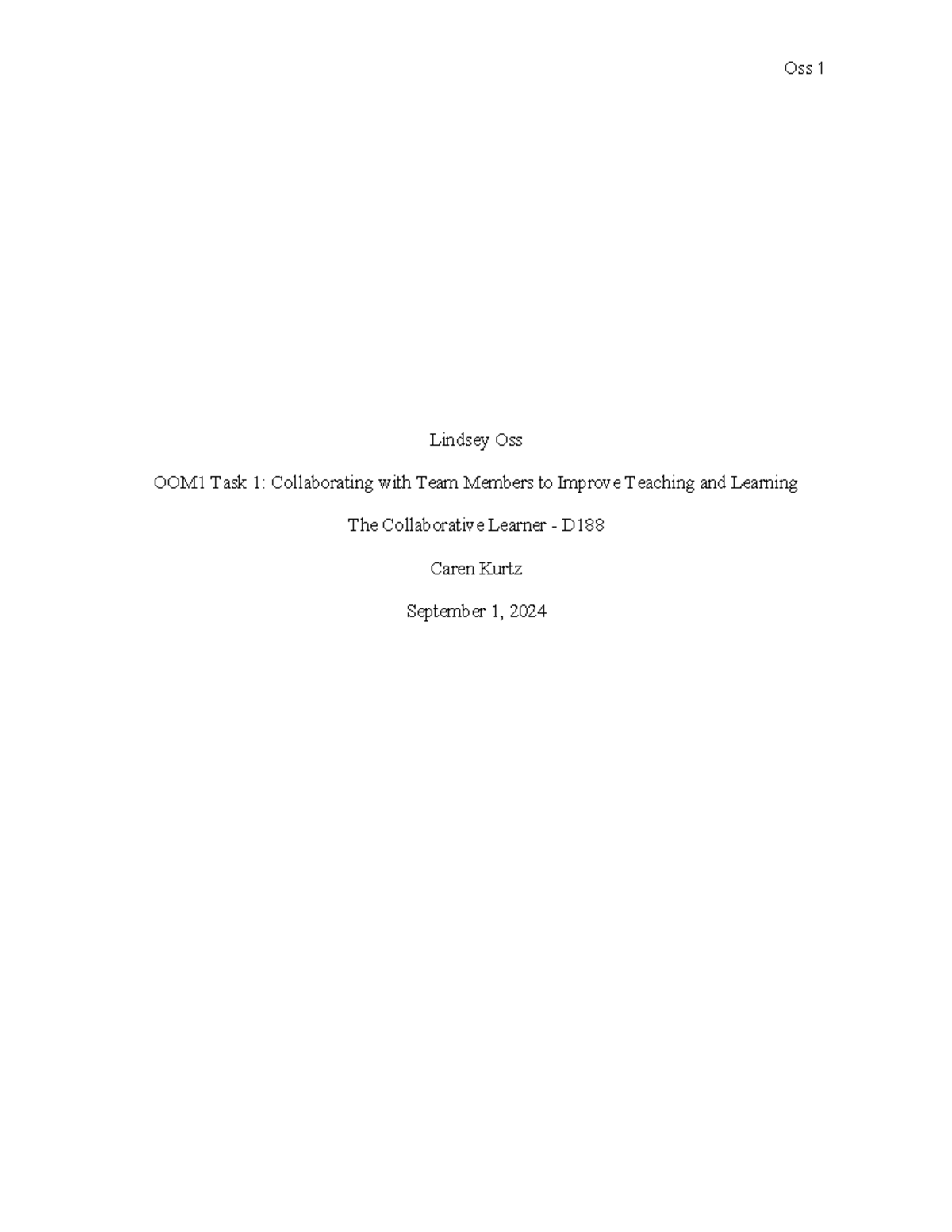 OOM1 Task 1 Collaborating with Team Members to Improve Teaching and ...