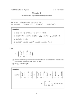 Tutorial 09 - Solutions - MAM2011F, Linear Algebra 17–19 April 2024 Tutorial 9 Basis, dimension ...