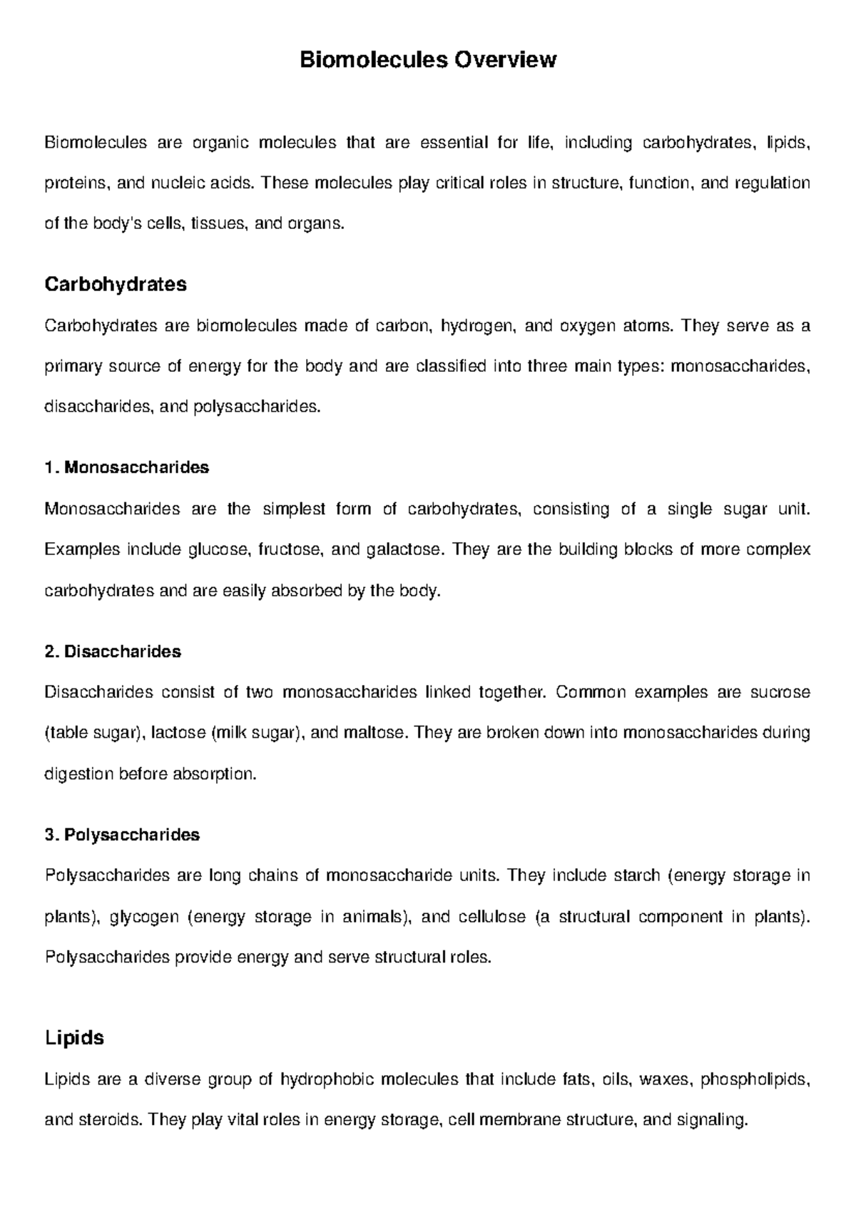 Biomolecules Review - Biomolecules Overview Biomolecules are organic ...