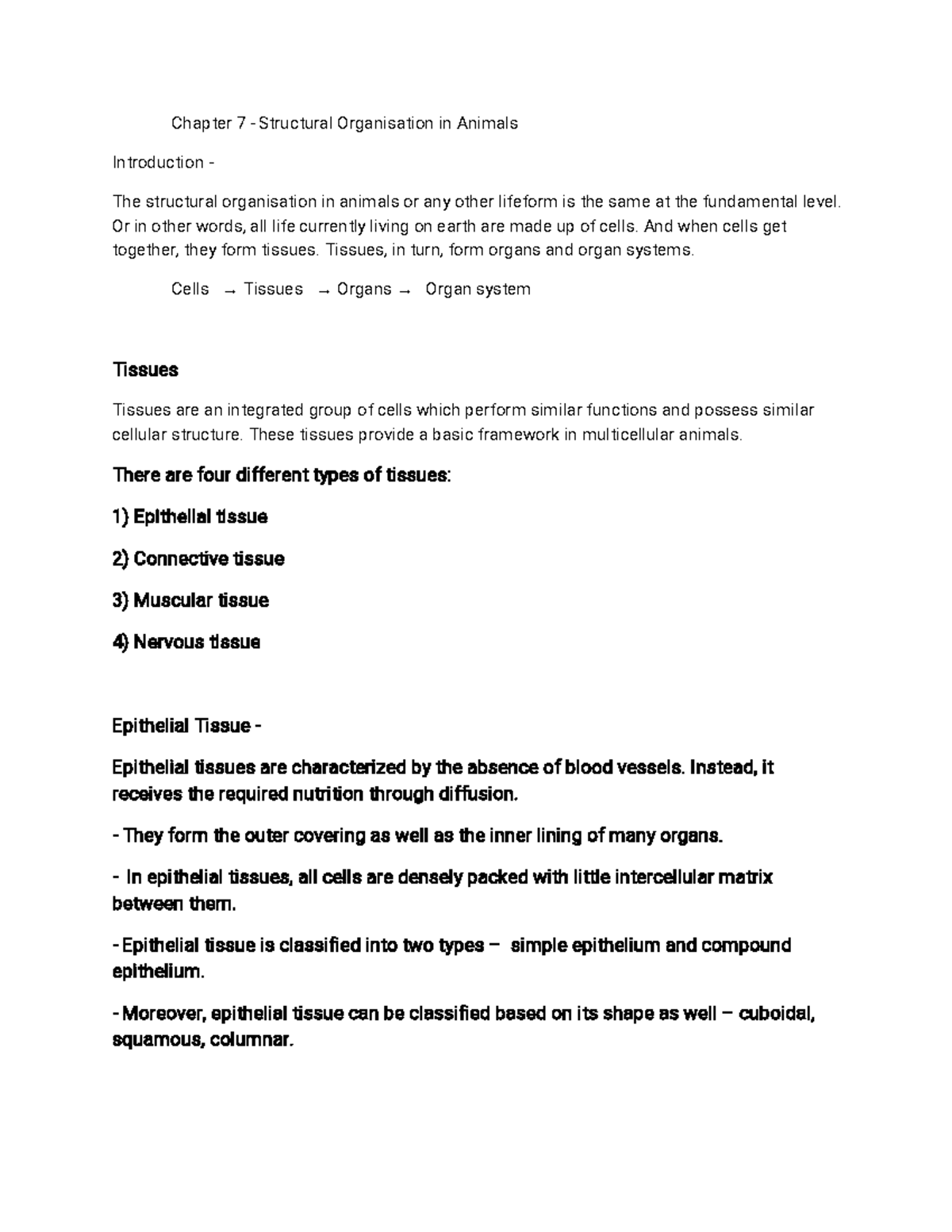 Chapter 7 - Str - Chapter 7 - Structural Organisation in Animals ...