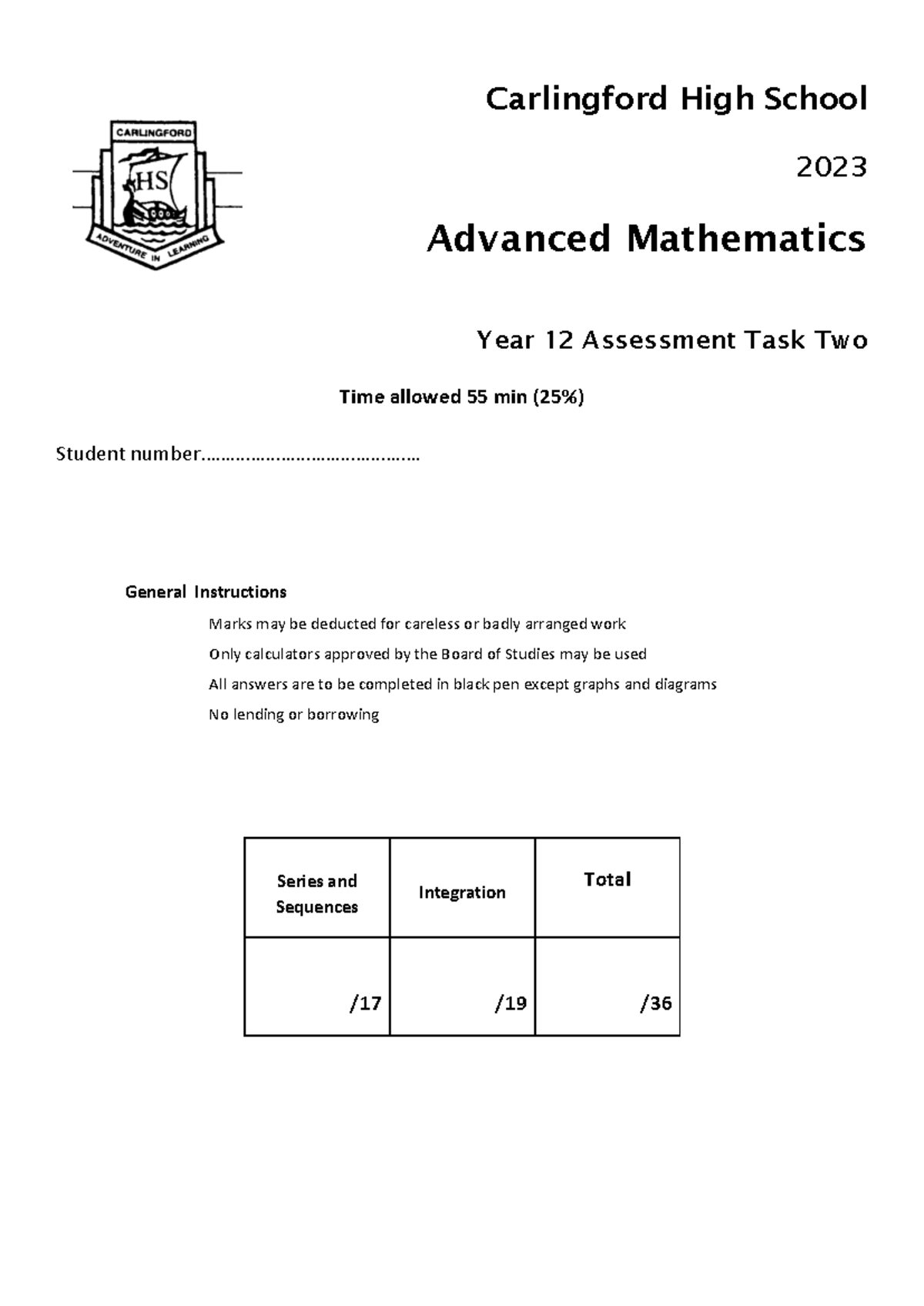 2023 Y12 Term 2 Task - Matha - Carlingford High School 2023 Advanced ...