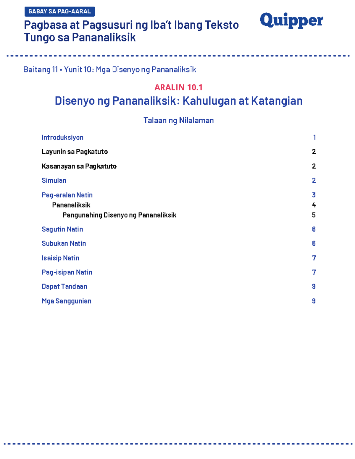 ME-PP-11-Q3-1001 SG - Pagbasa at Pagsusuri ng Iba’t Ibang Teksto Tungo sa PananaliksiK ARALIN 13 ...
