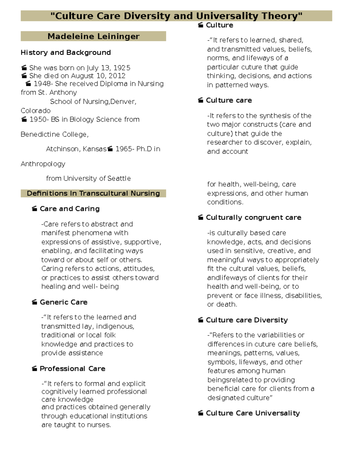 Culture Care Diversity and Universality Theory - "Culture Care ...