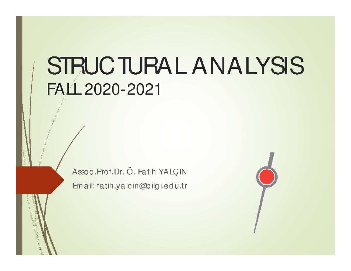 Lecture Note Week 1 - Structural Analysis - STRUC TURA L A N A LYSIS FA ...