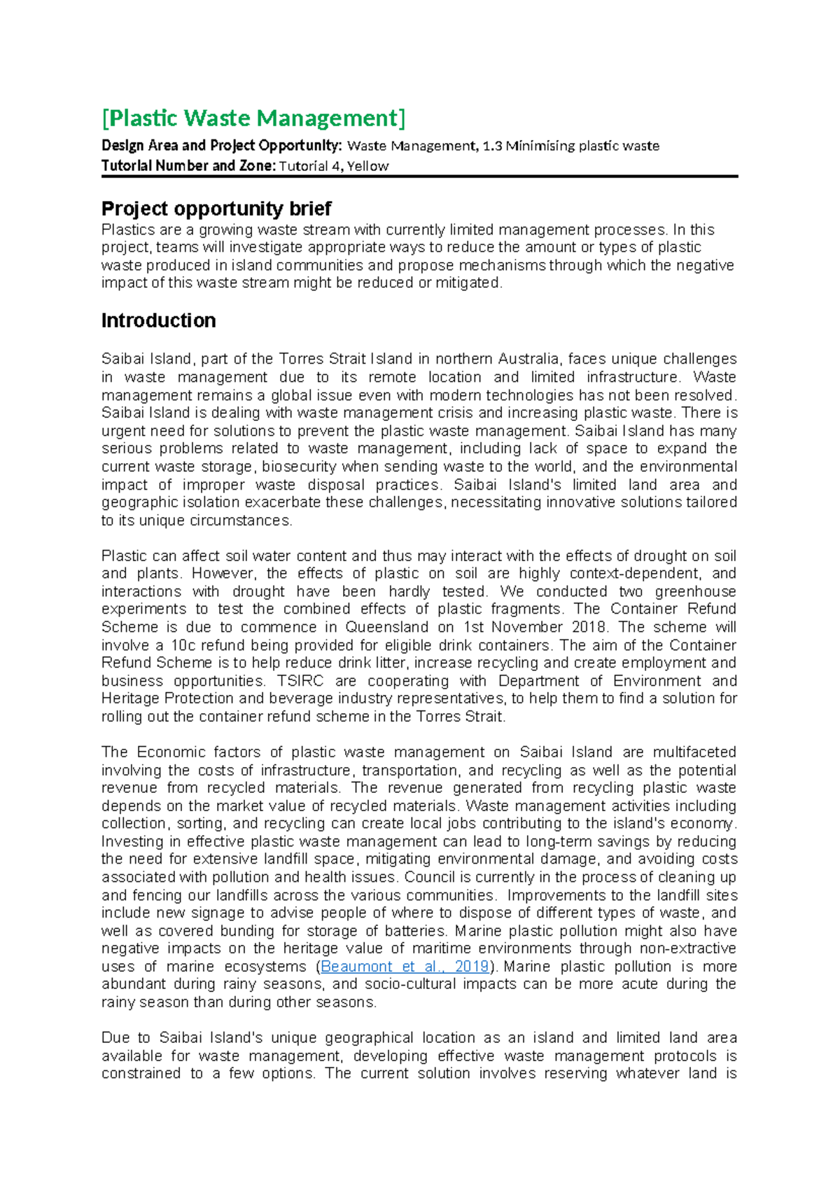 Waste management - In this project, teams will investigate appropriate ...