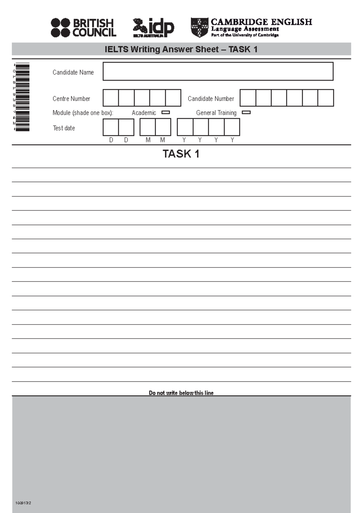 Ielts writing answer sheet - IELTS Writing Answer Sheet – TASK 1 * 0 1 ...