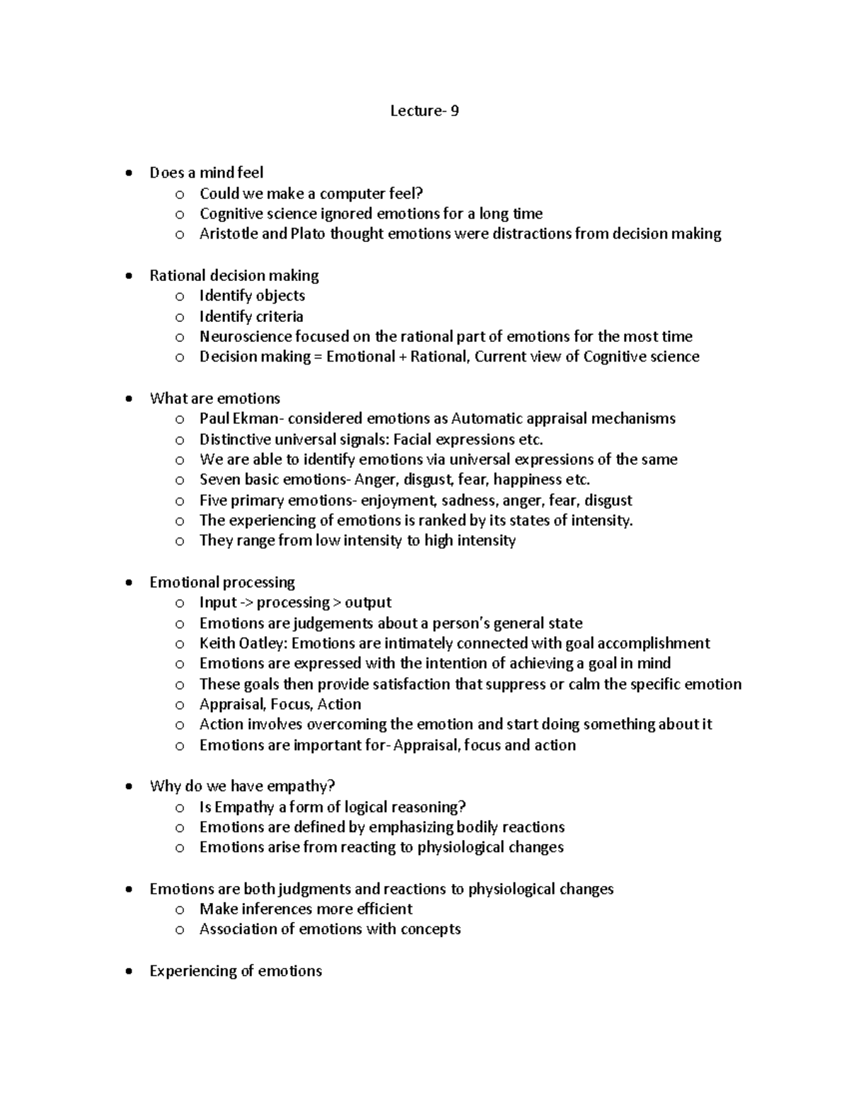 Lecture 9 - Professor Keith intro to cog science - Lecture- 9 Does a ...