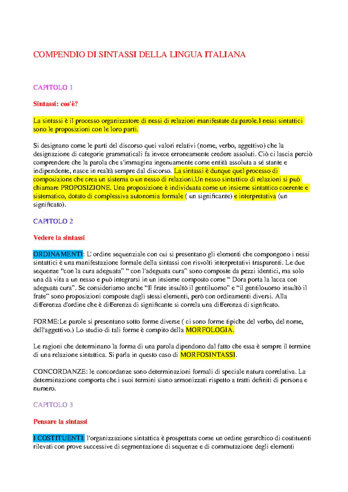 Compendio DI Sintassi Della Lingua Italiana - COMPENDIO DI SINTASSI ...
