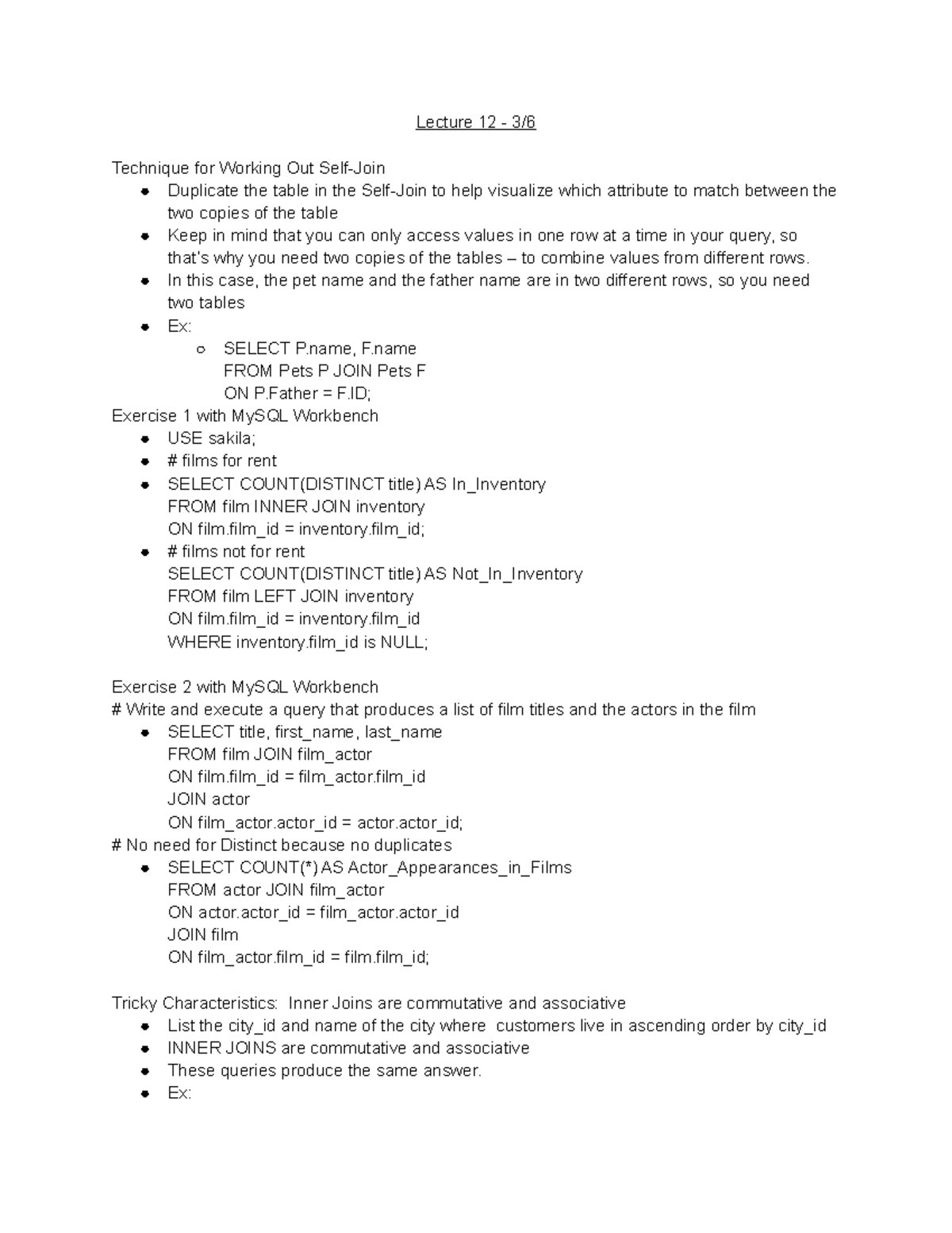 Lecture 12 - 3 6 - Lecture 12 - 3/ Technique for Working Out Self-Join ...
