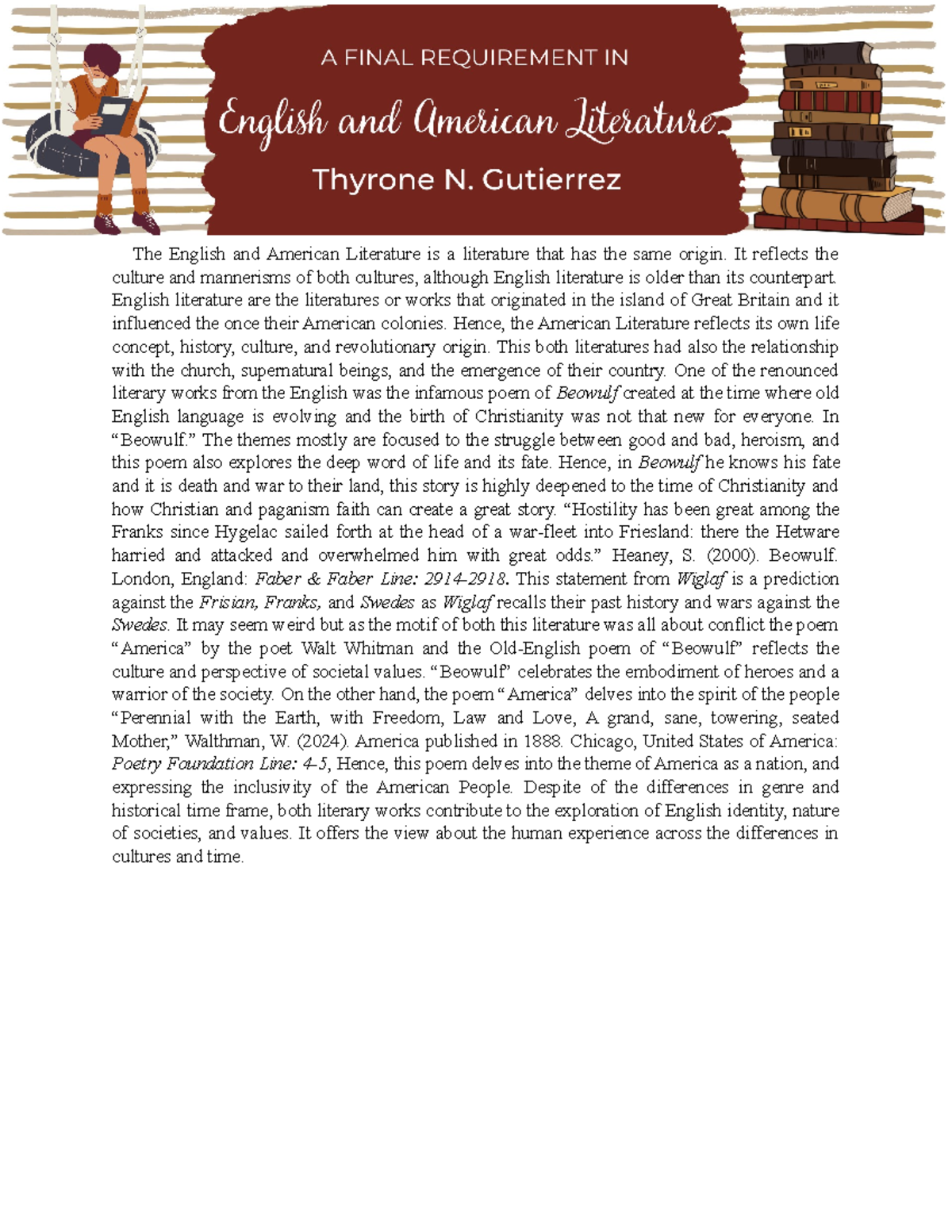 Englit - Summary BSE major in English - The English and American ...