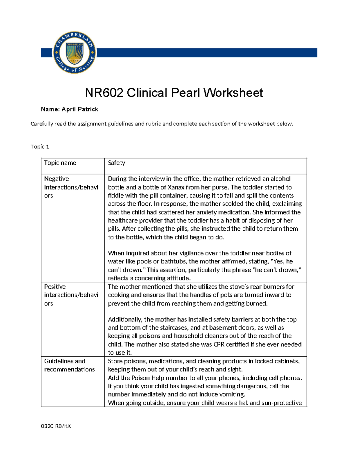 NR602 W2 Clinical Pearl Worksheet - NR602 Clinical Pearl Worksheet Name ...