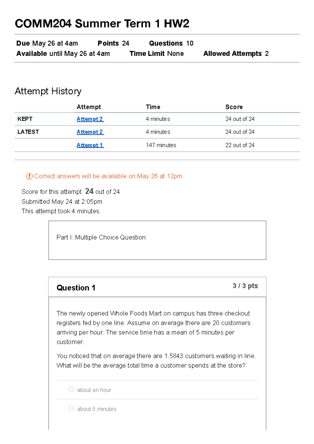 COMM204 Summer Term 1 HW2 COMM 204 921 922 2021S1 Logistics and Operations Management - COMM204 ...