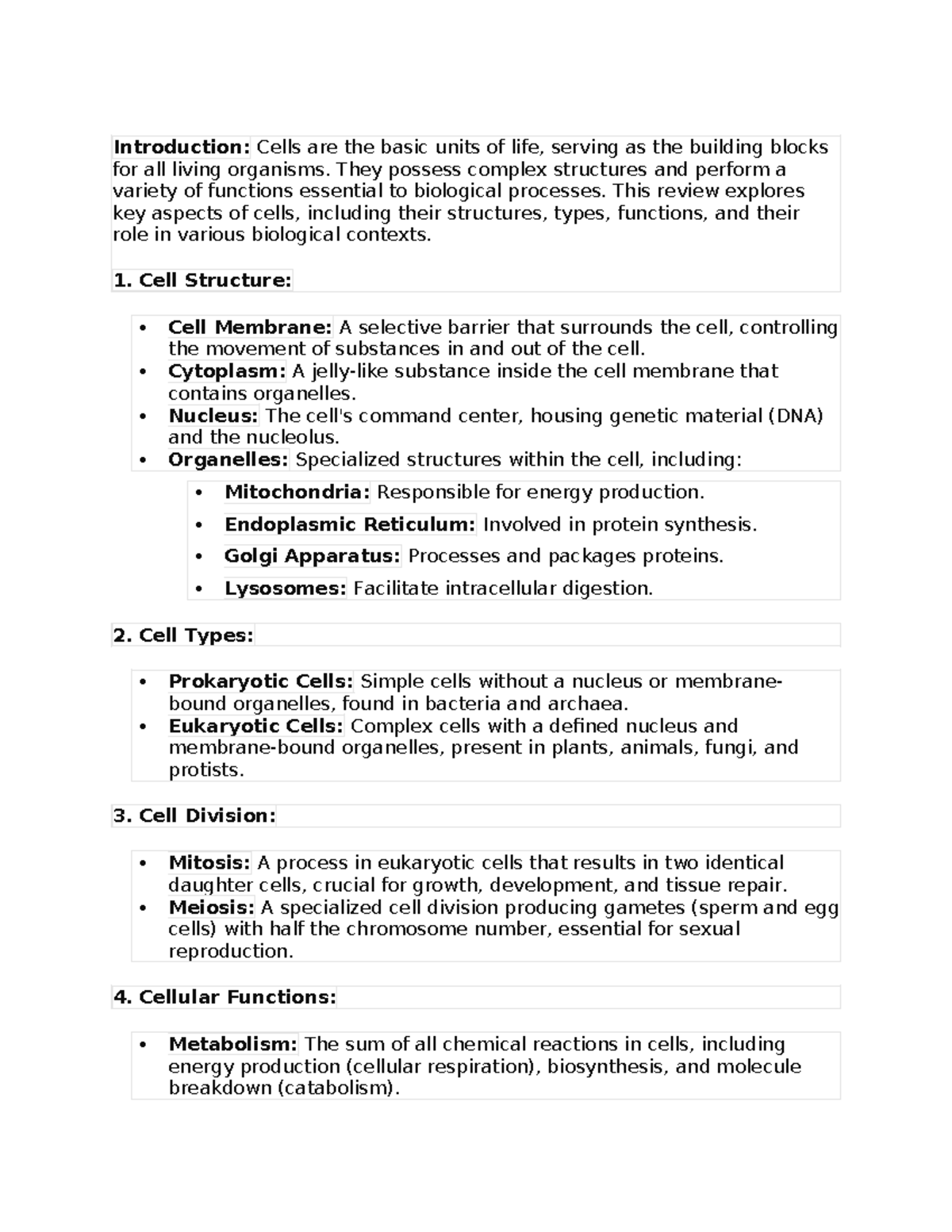 Understanding Cells - Summary Science Technology Society - Introduction ...