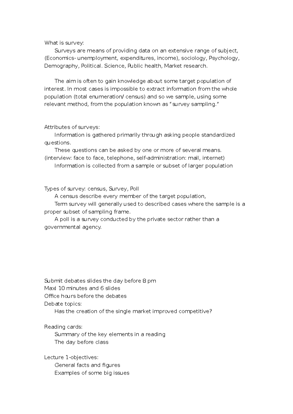 GY 103 - Detailed notes for GY103 - What is survey: Surveys are means ...