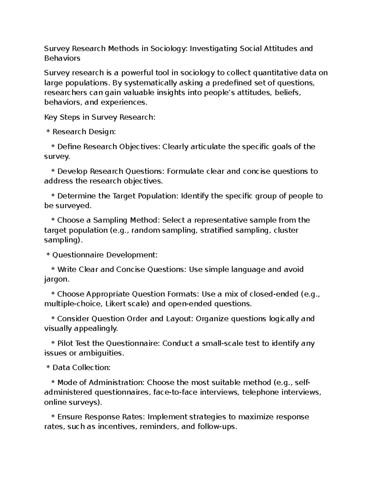 Investigating Social Attitudes and Behaviors - Survey Research Methods ...