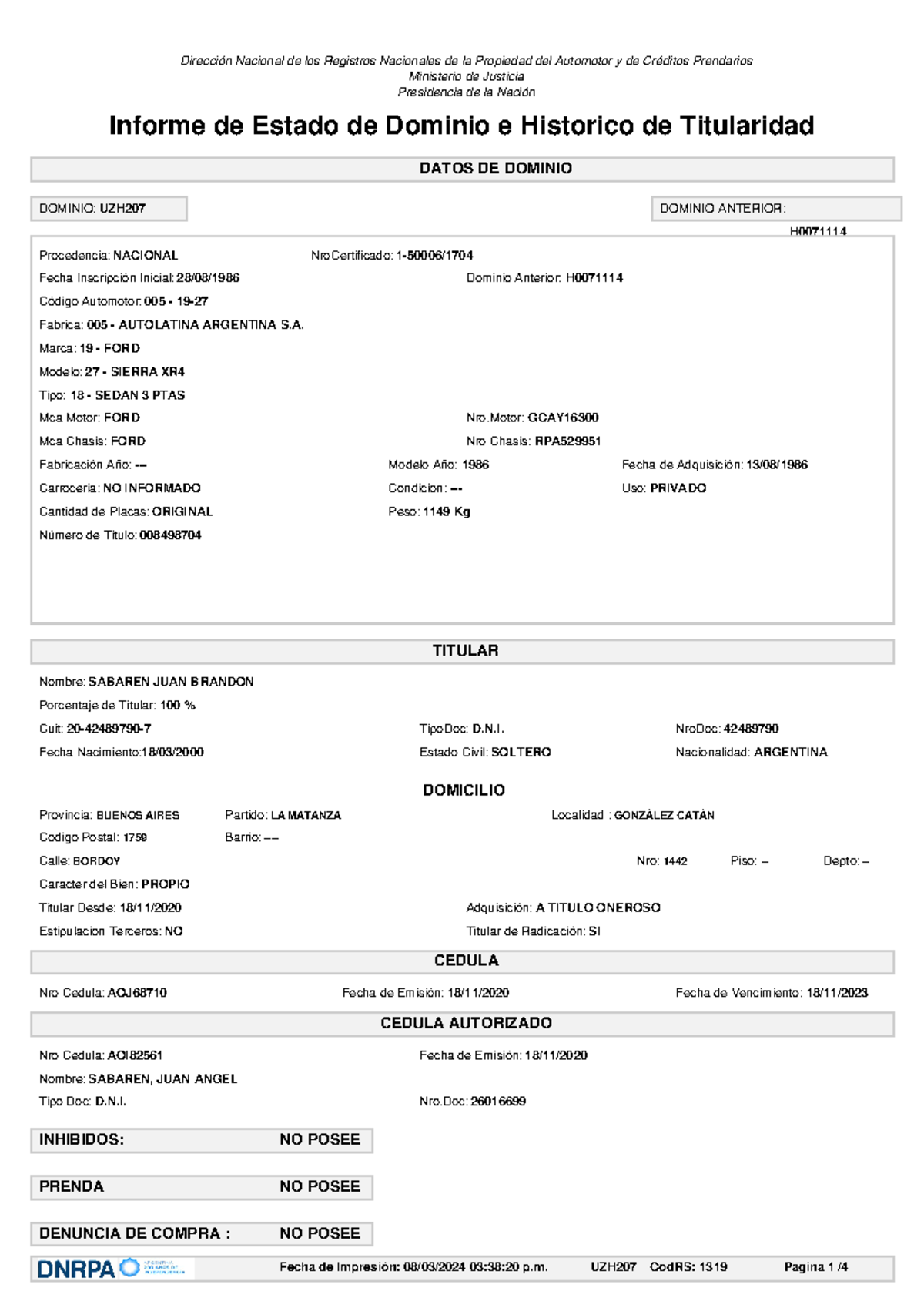 Informe Dominio Historico - Dirección Nacional de los Registros ...